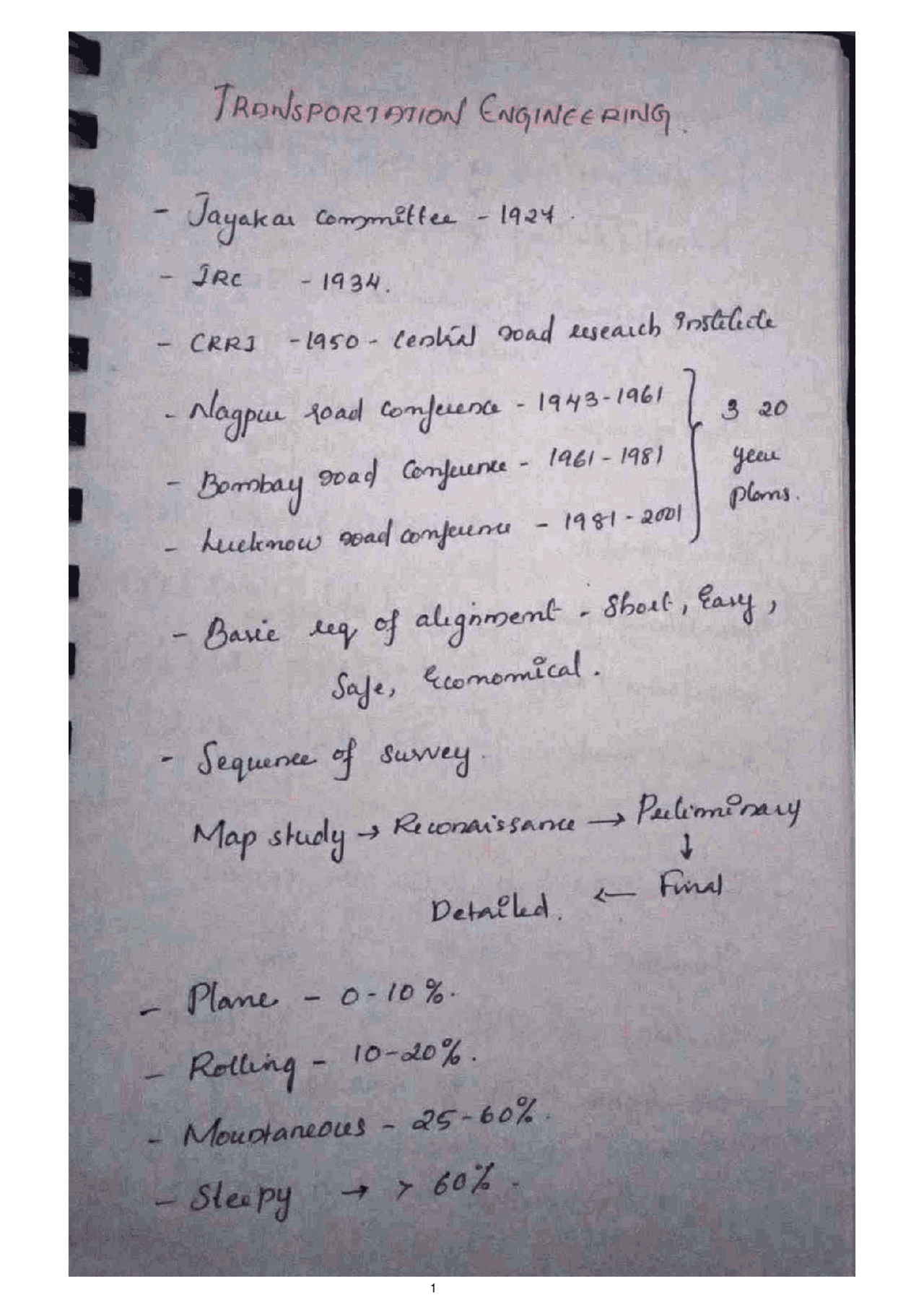 Transportation Engineering Summaries Transportation Engineering Docsity