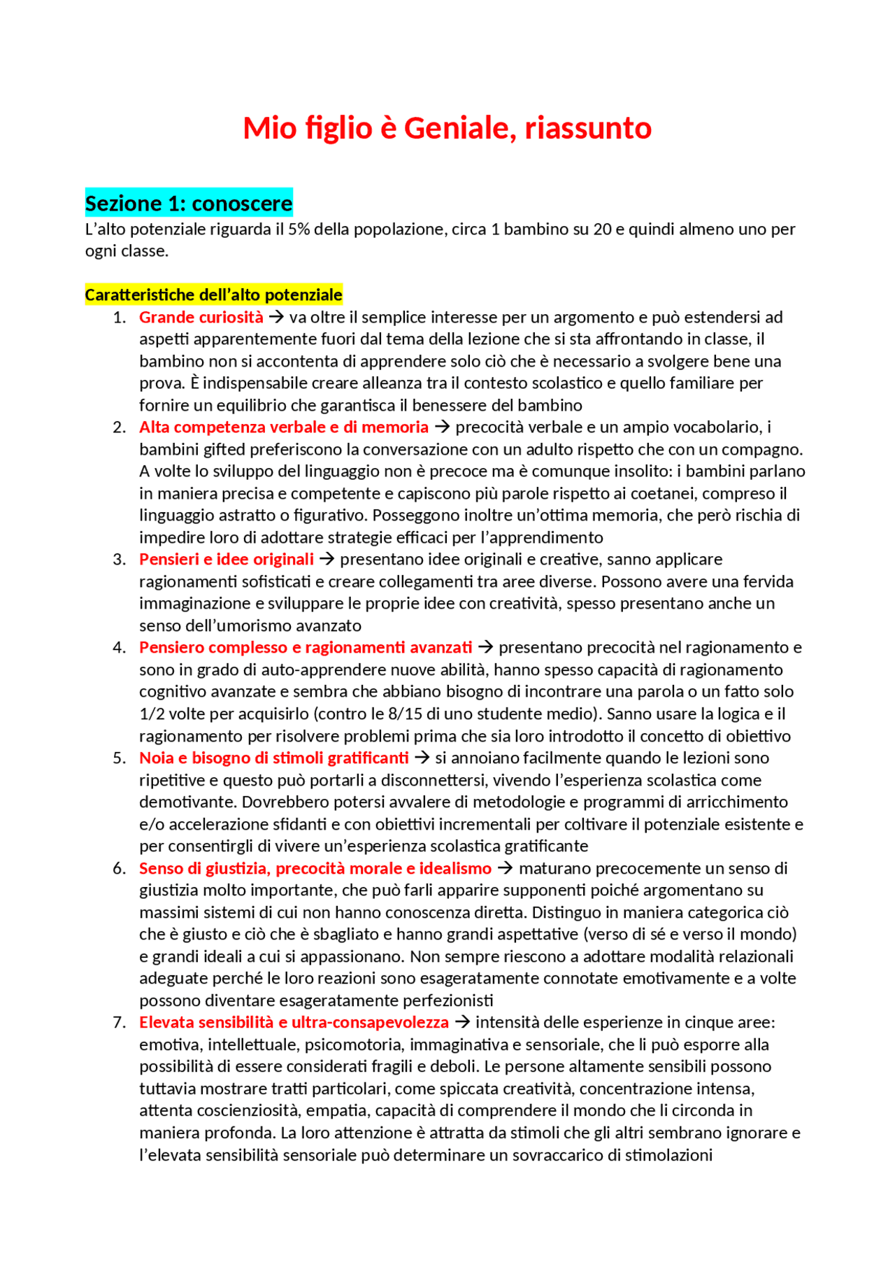 Riassunto Mio figlio è geniale | Sintesi del corso di Psicologia Dello ...