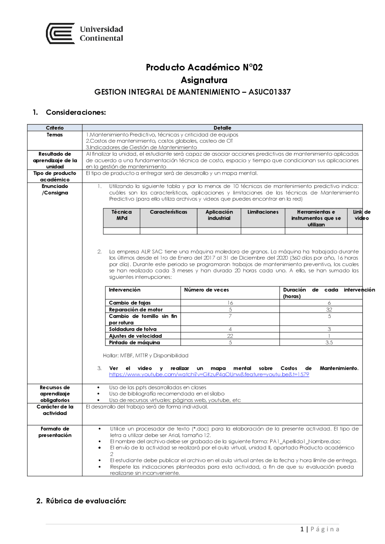 Gestion De Mantenimiento Pa 2 Exámenes De Gestión De Costes Docsity