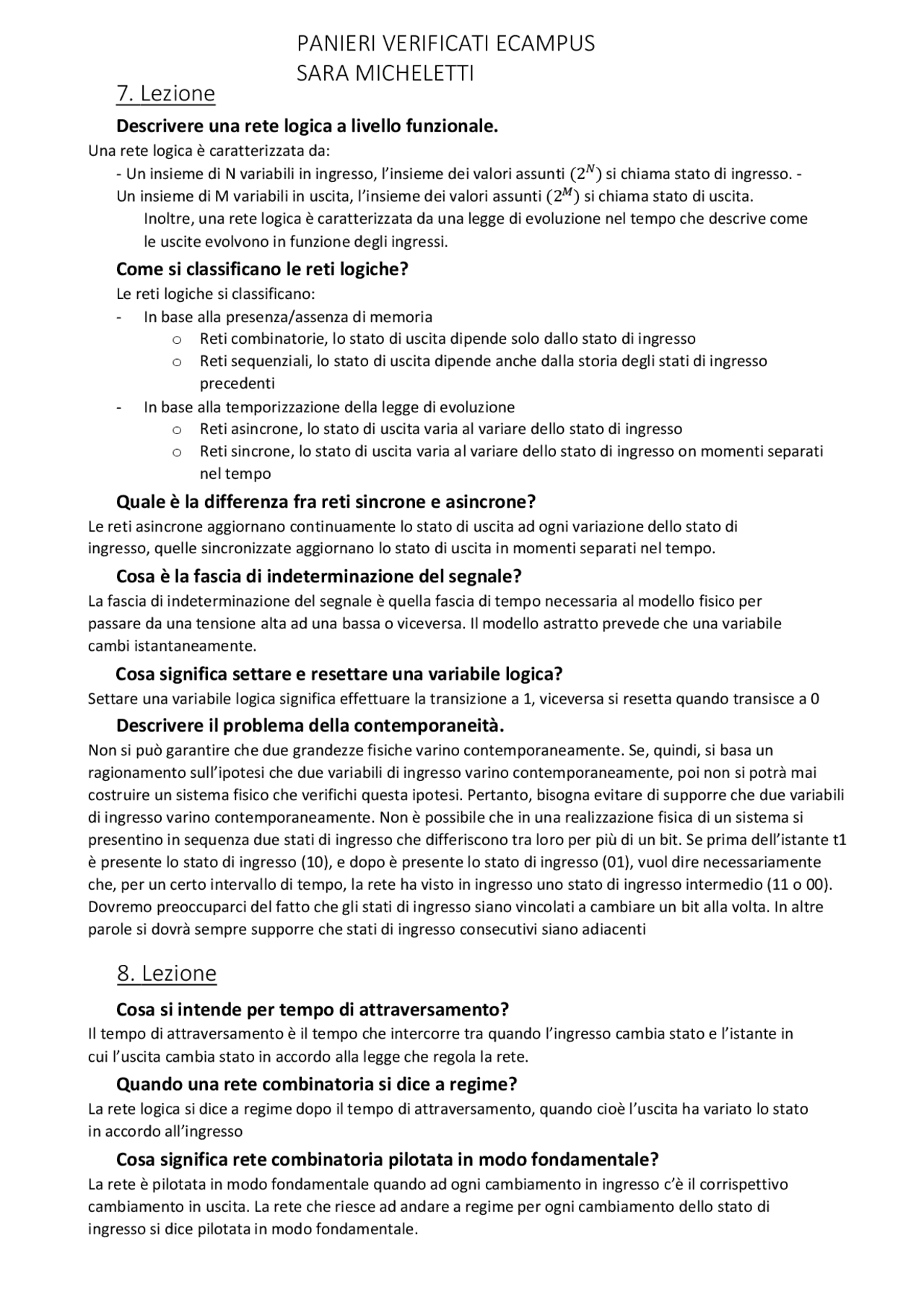 Paniere Aperte Calcolatori Elettronici E Sistemi Operativi Ingegneria