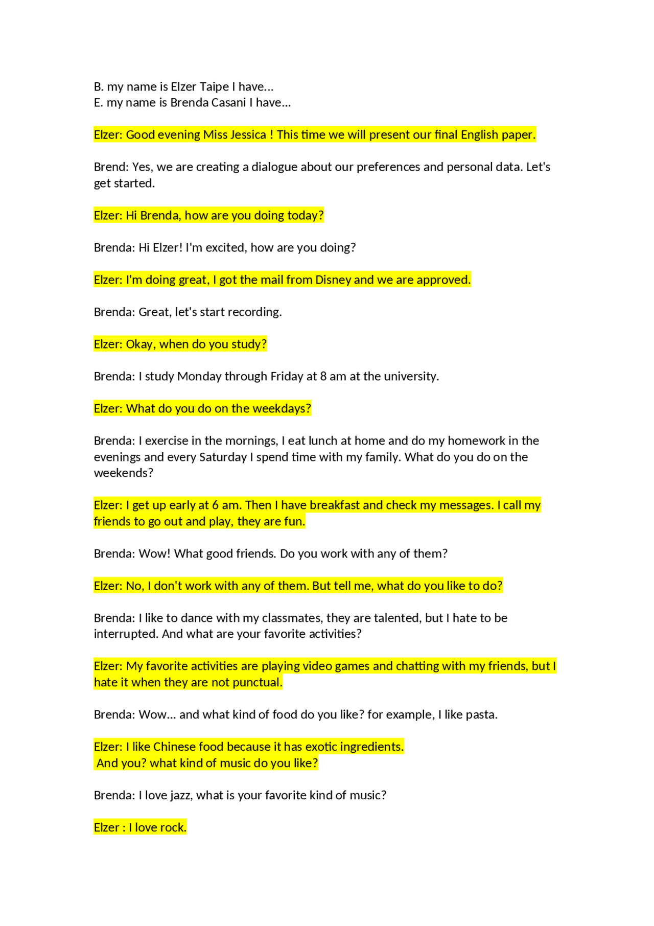 Ingles ejercicio 18 pregrado - Docsity