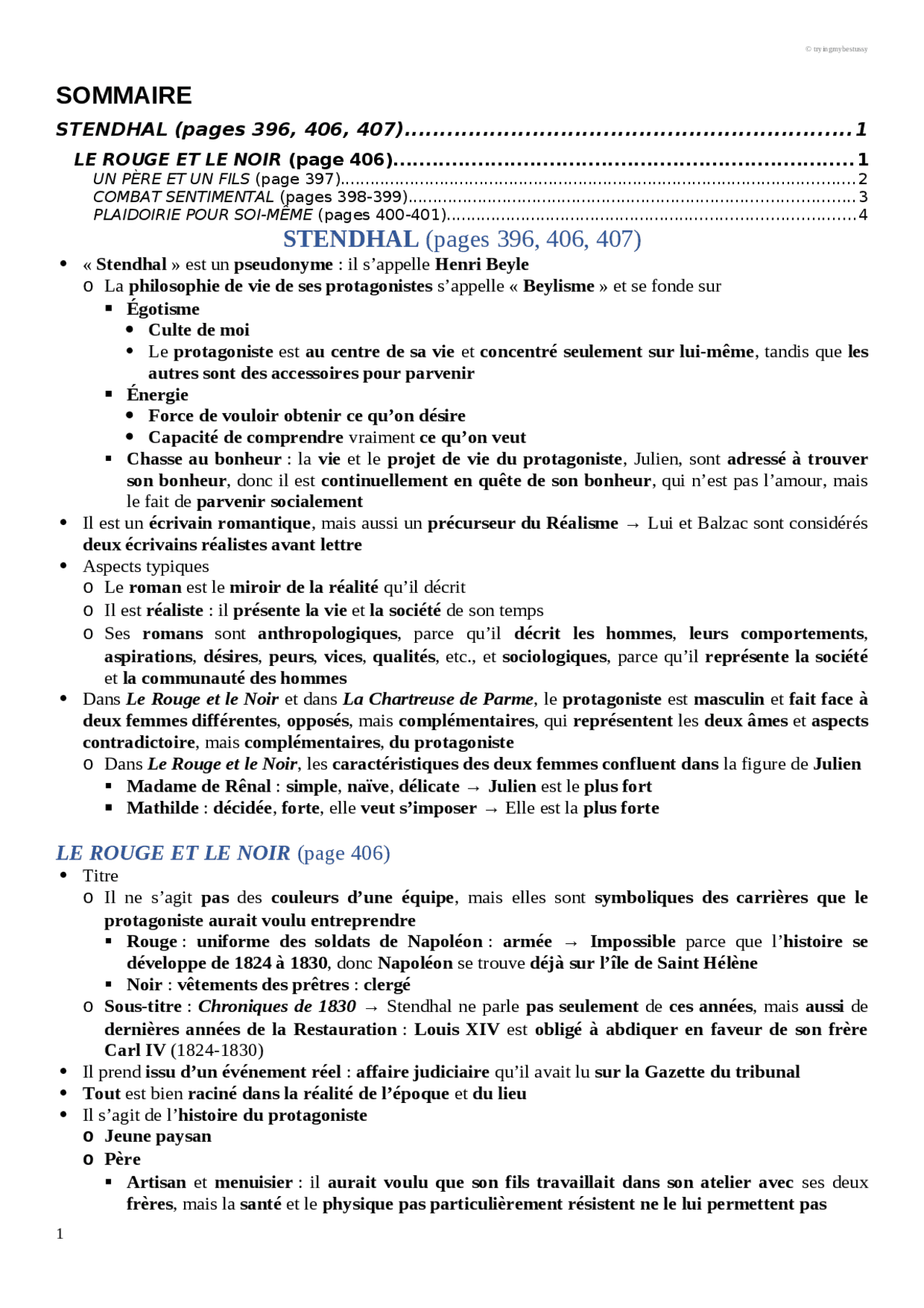 Stendhal Romantisme E Opere Appunti Di Francese Docsity