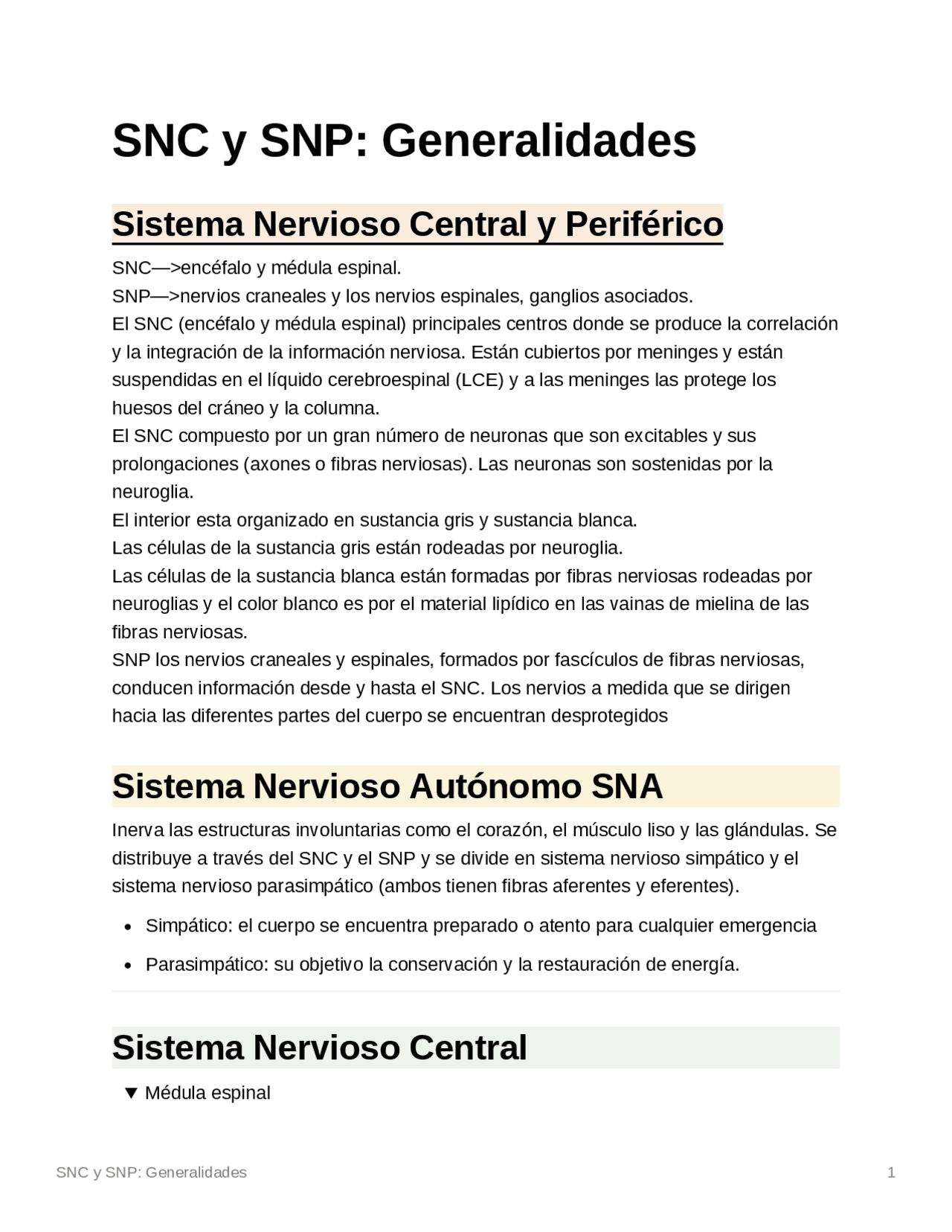 Resumen Cap 1 Neuroanatomía Snell Resúmenes De Neuroanatomía Docsity