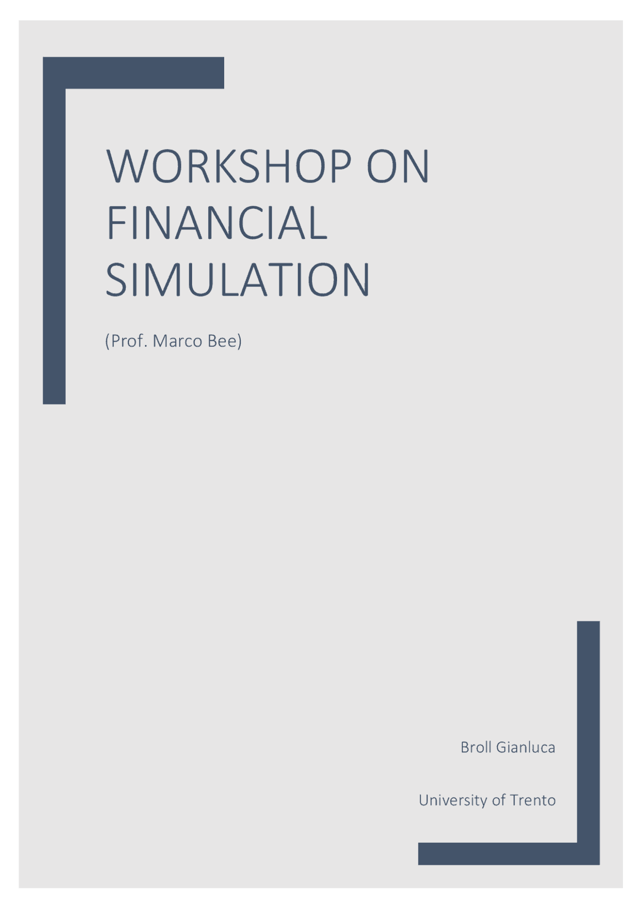 Workshop on Financial Simulation | Appunti di Matematica Finanziaria ...