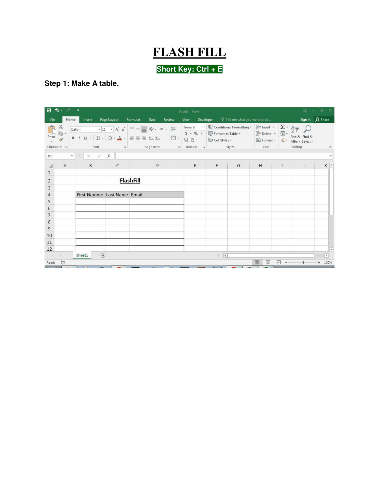 How to apply flash fill for email in excel? | Assignments Computer ...