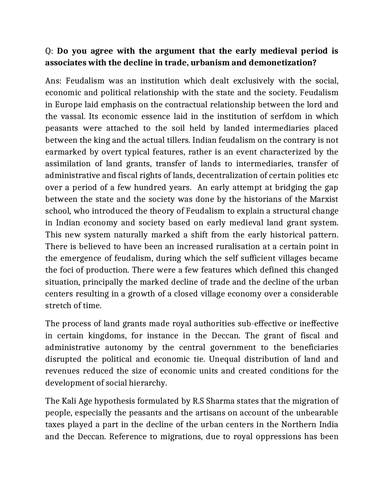 Feudalism and its debate - Docsity