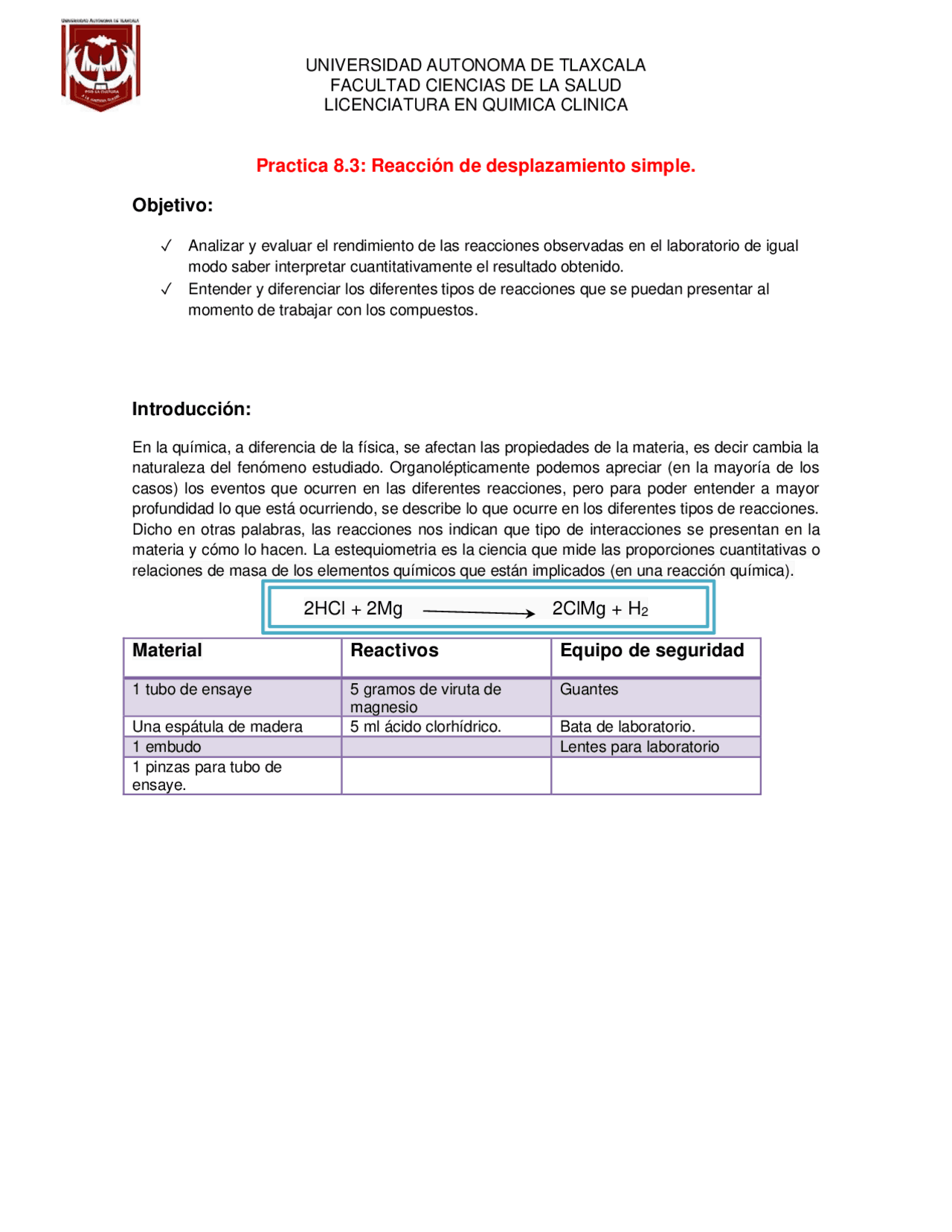Reacción de desplazamiento simple | Guías, Proyectos, Investigaciones ...