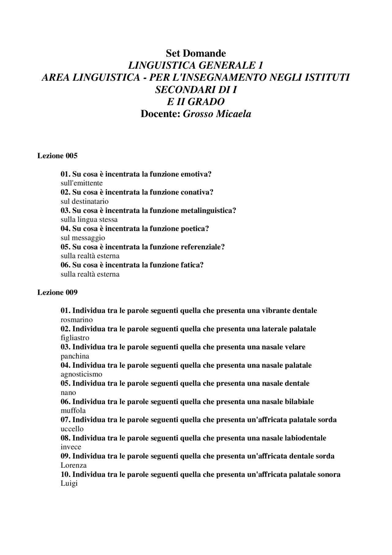 Paniere Linguistica Generale 1, Micaela Grosso | Panieri di Linguistica ...