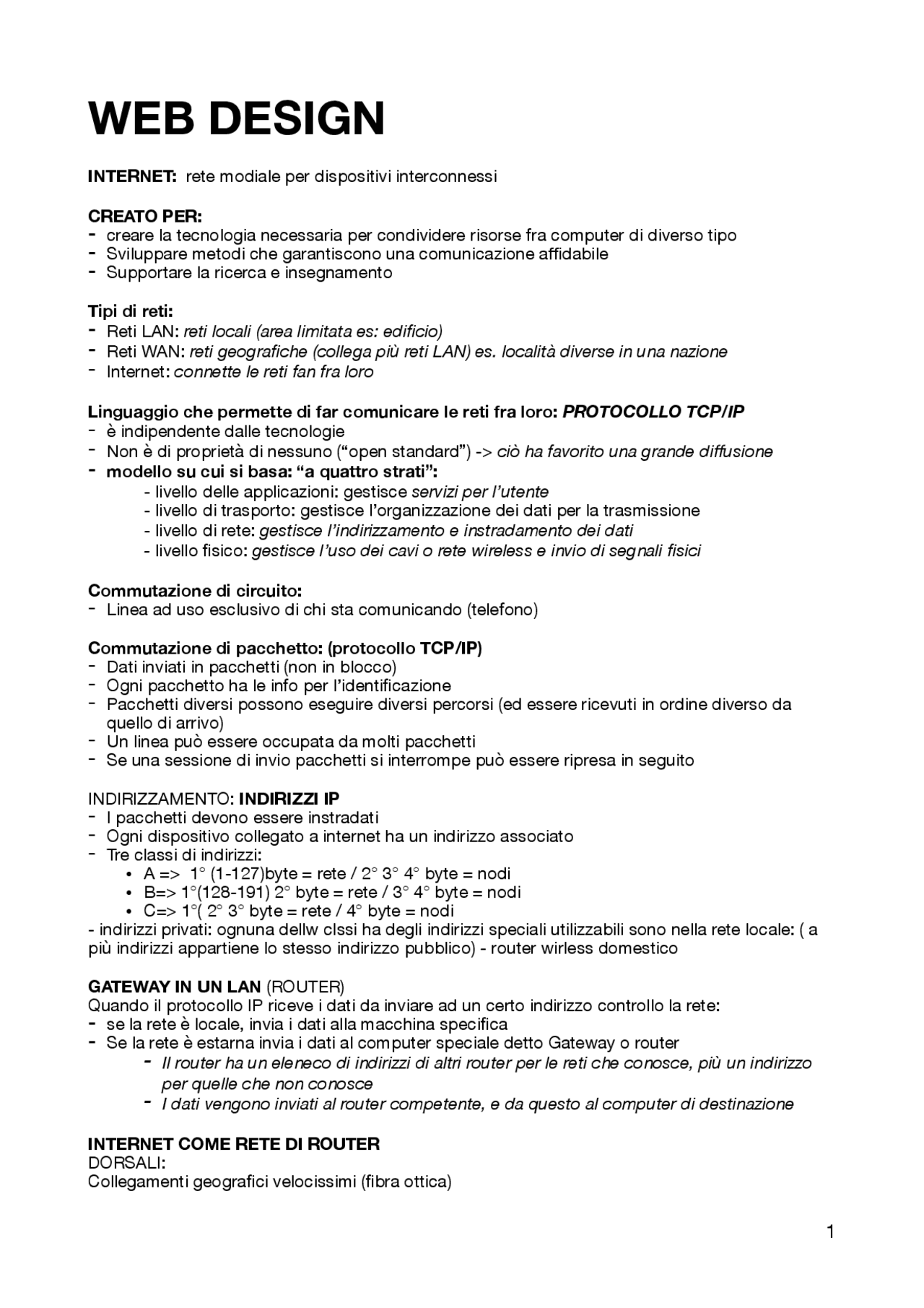 Riassunto Slide + appunti + soluzioni esercizi - Web Design and Technologies - Marco Porta ...