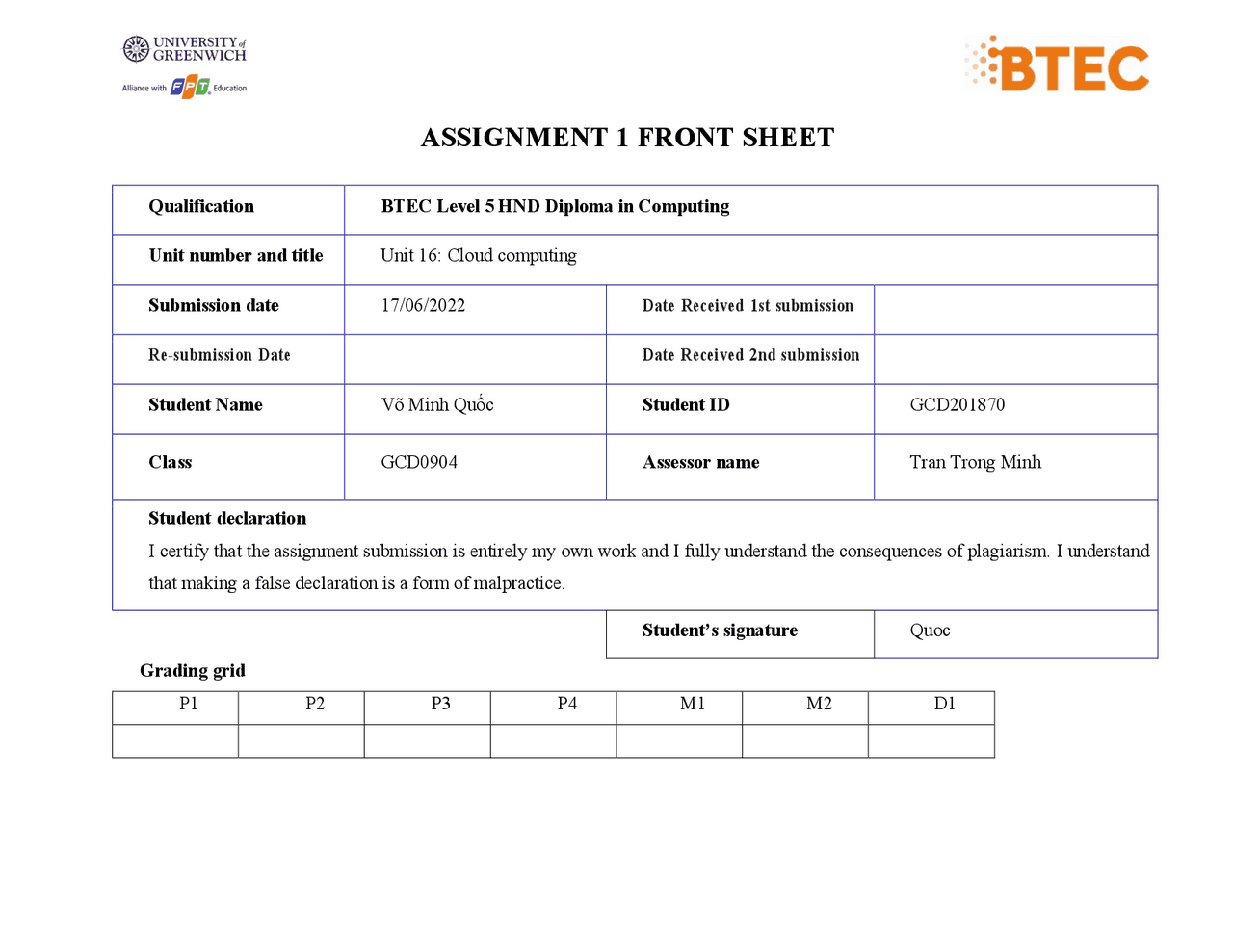 P M D Assignment 1 Cloud Computing Vo Minh Quoc Essays University Programming For 