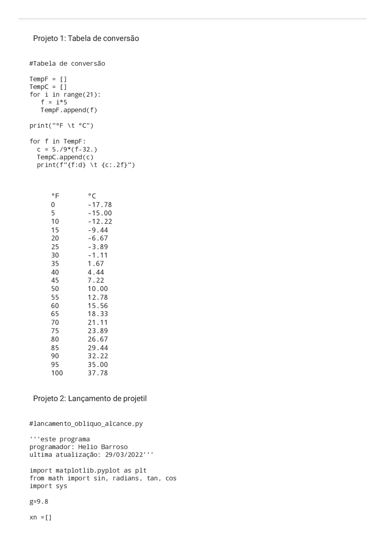 Lista De Programas Em Python Docsity