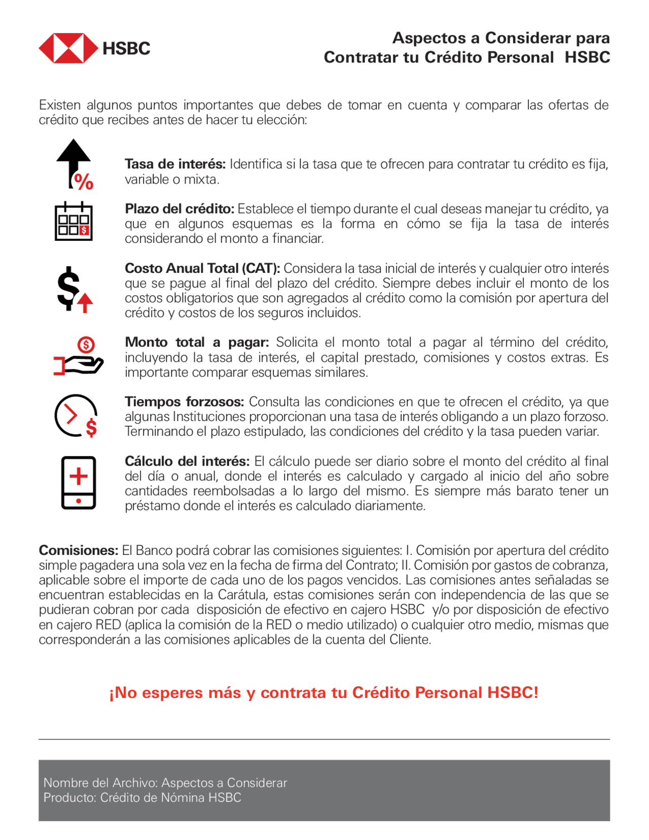 Aspectos a considerar para contratar un crédito personal HSBC | Guías, Proyectos ...