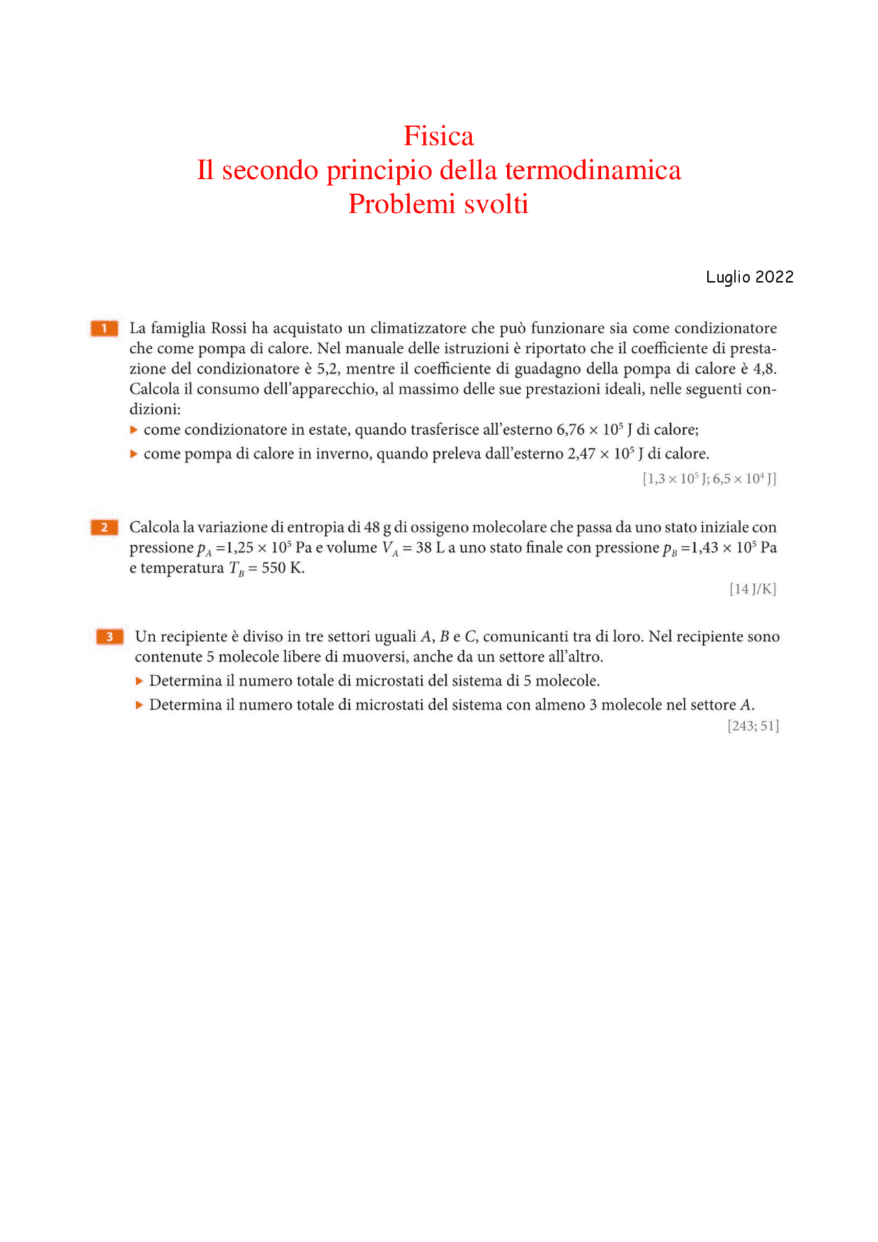 Secondo principio della termodinamica, problemi svolti | Esercizi di ...