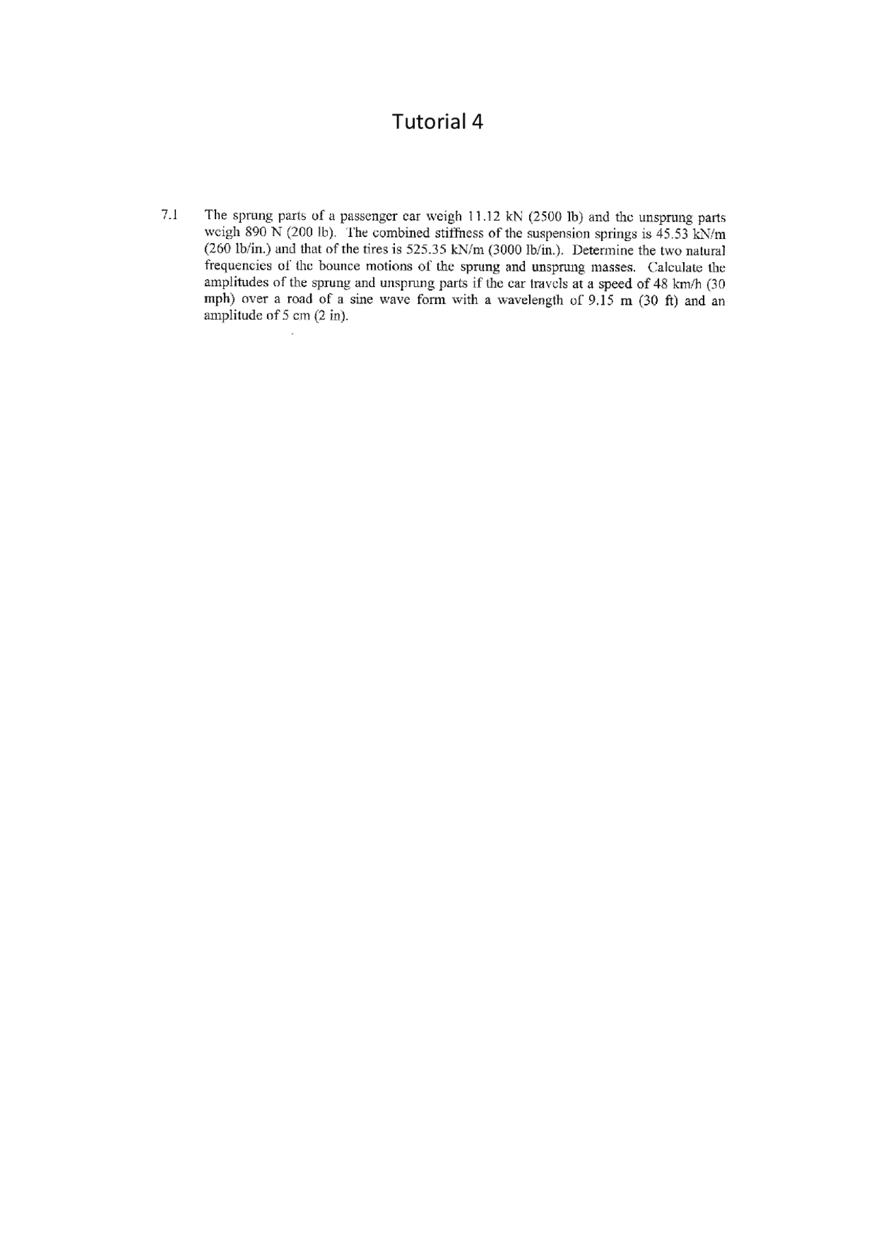 Tutorial 4 Automobile Engineering Docsity