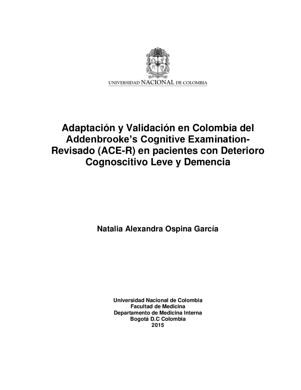 ACE-R validación de prueba neuropsicológica | Transcripciones de ...