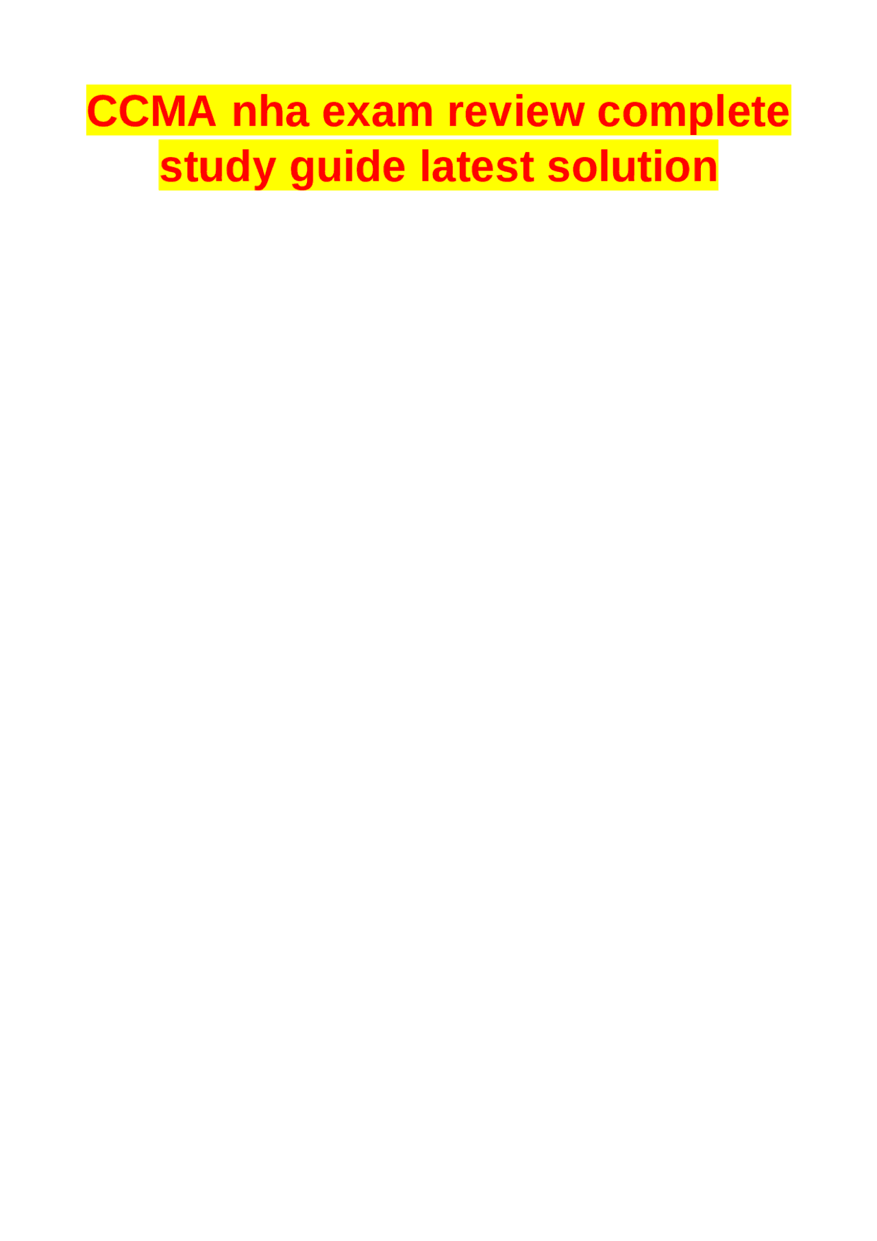CCMA nha exam review complete study guide latest solution - Docsity