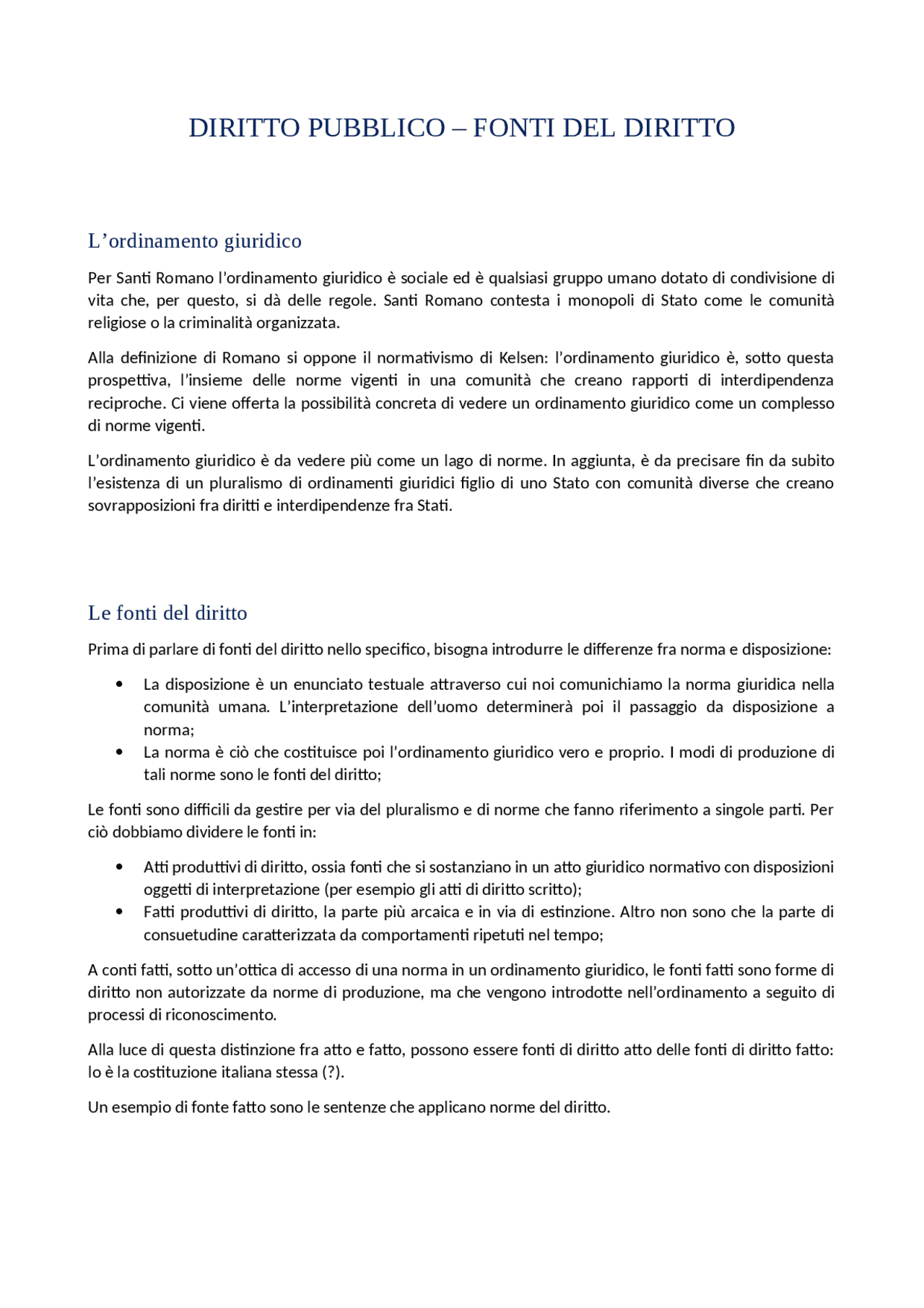 Le Fonti Del Diritto Appunti Di Diritto Pubblico Docsity