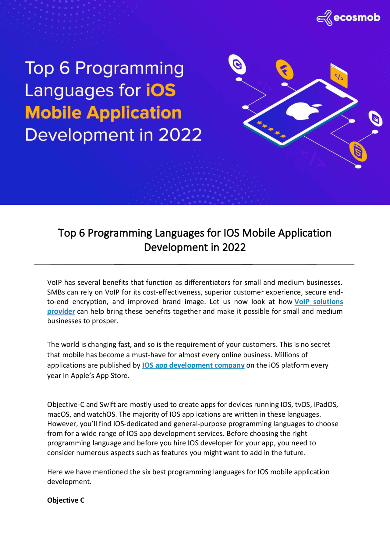 Top 6 Programming Languages for IOS Mobile Application Development in ...