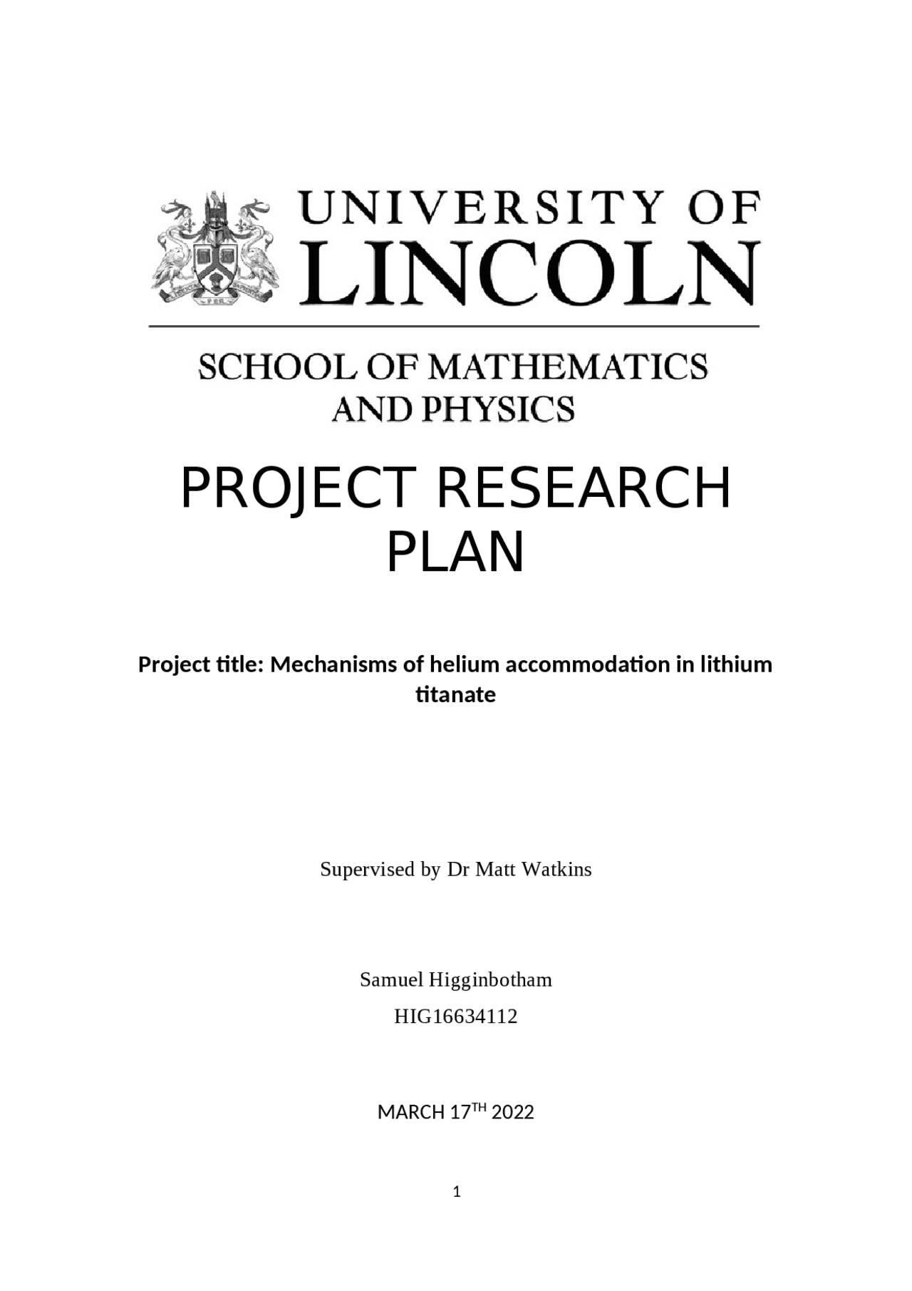 lithium titanate research plan | Schemes and Mind Maps Physics | Docsity