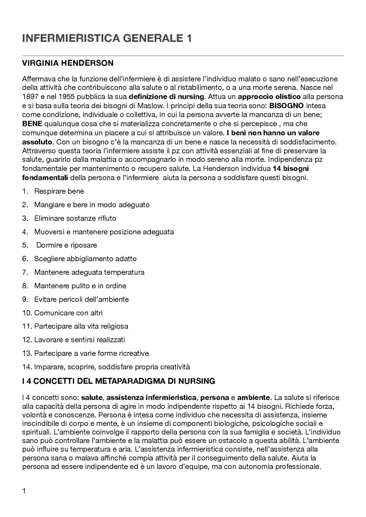 Infermieristica Generale Appunti Di Infermieristica Docsity