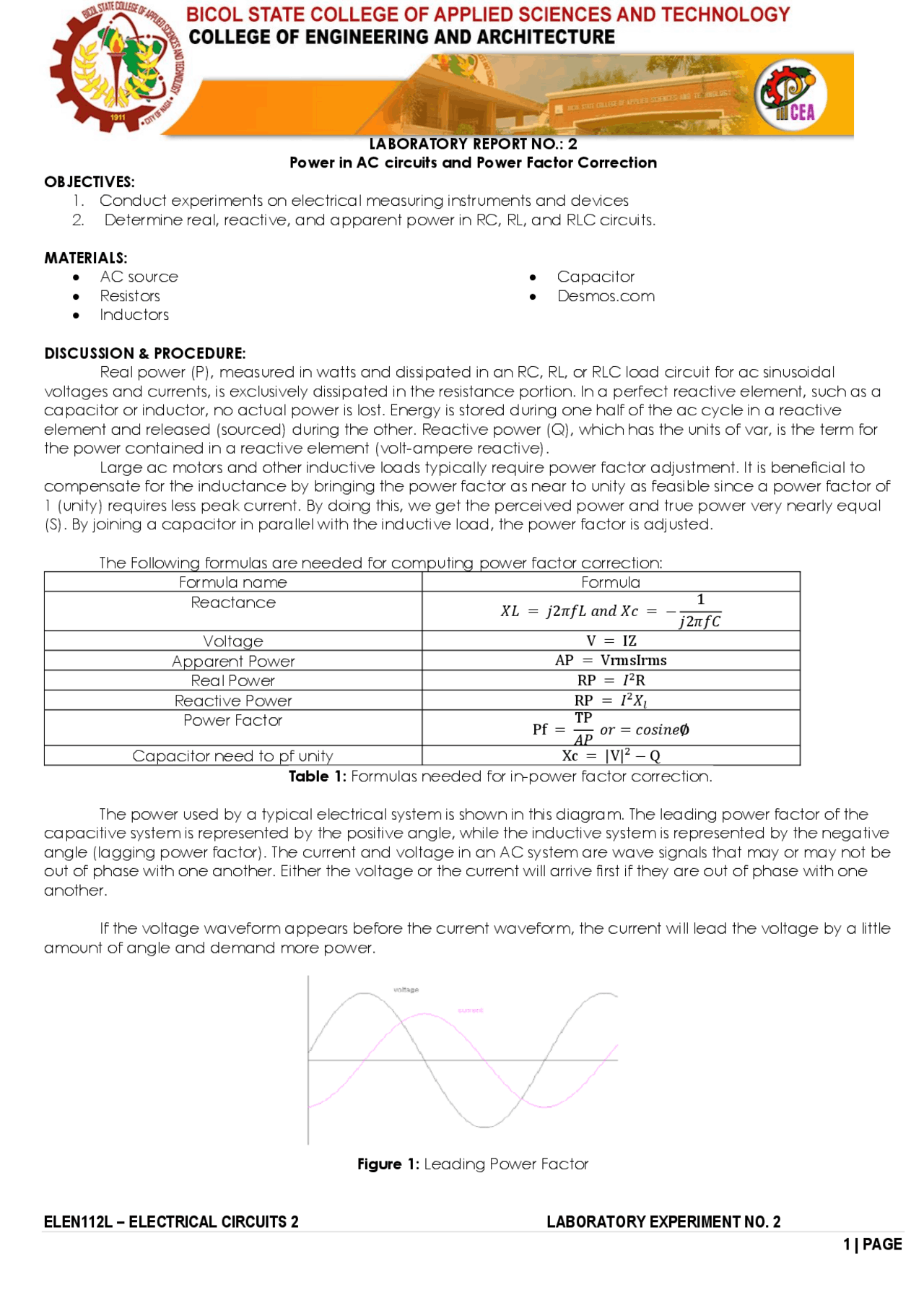 Sample Problem With Answer About Power In Ac Circuits And Power Factor