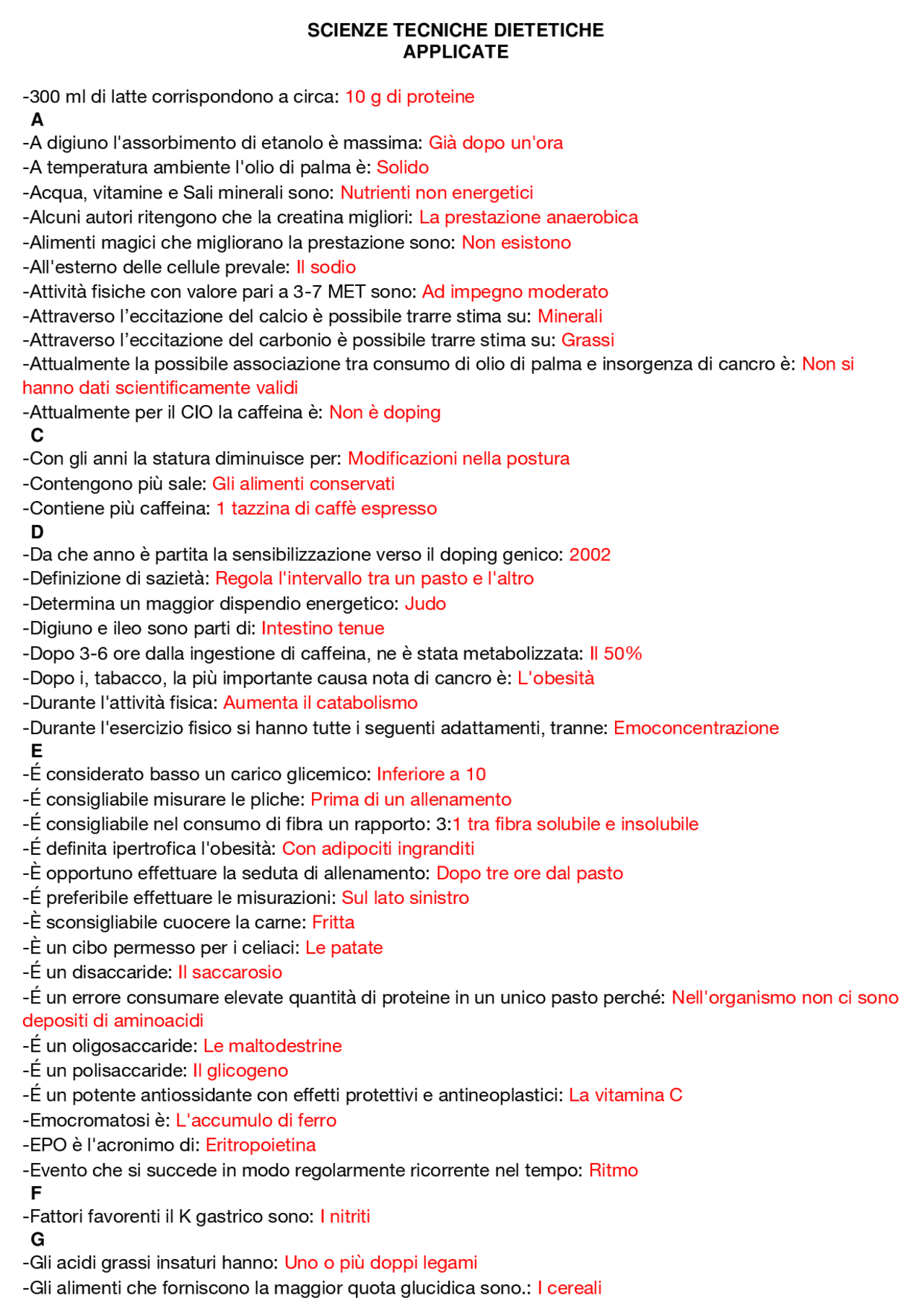 Scienze Tecniche Dietetiche Applicate Domande Esame Prove Desame