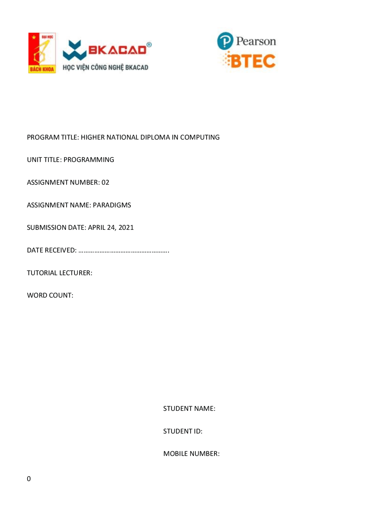 Pass Programming Assignment 2 Docsity