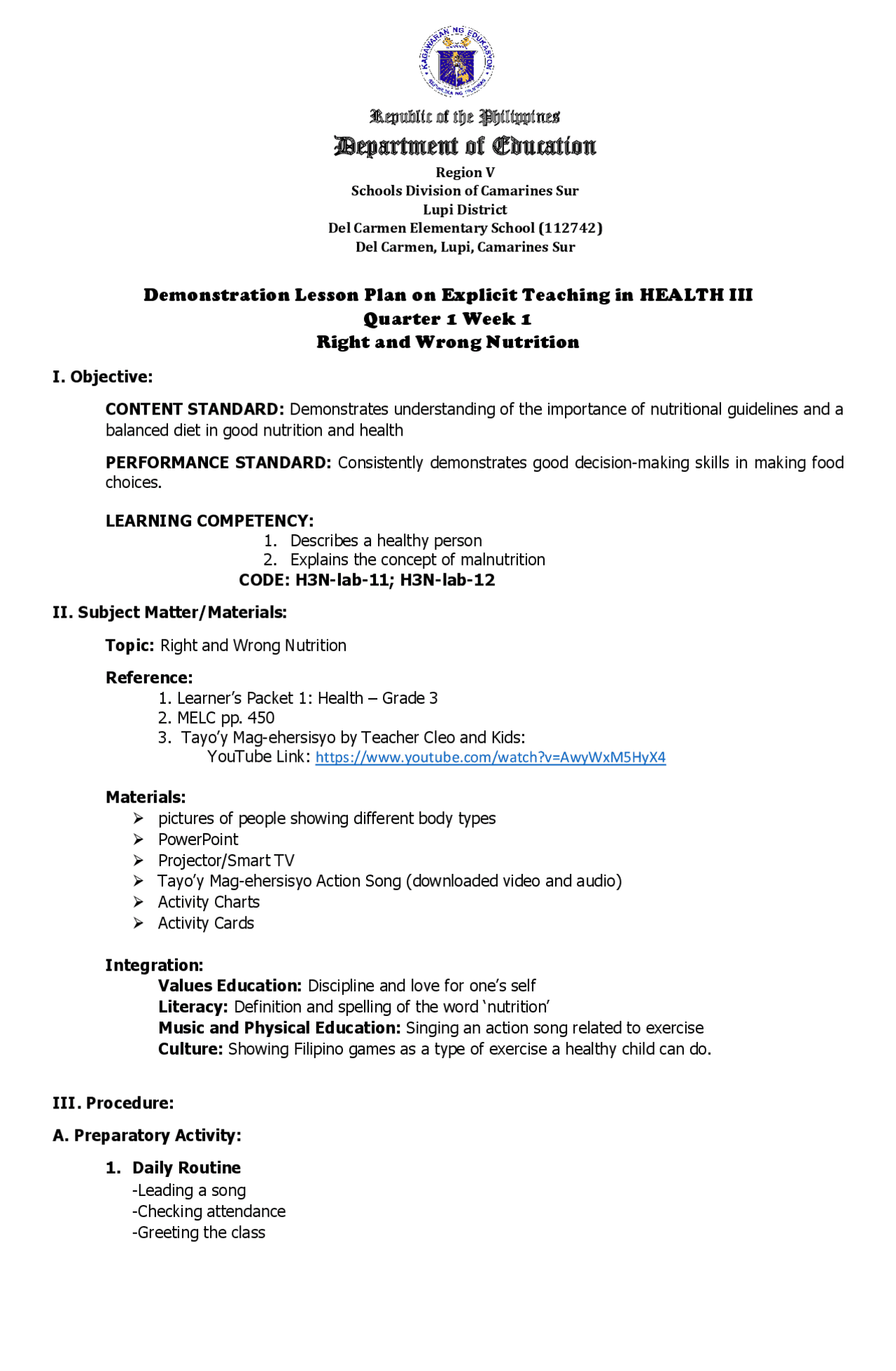 Public Health Lesson Plan