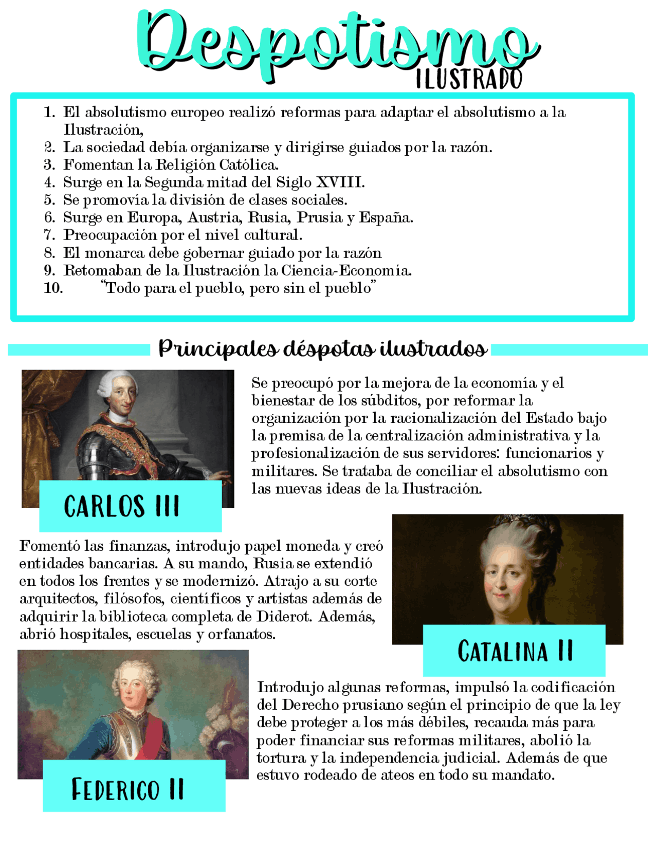 Despotismo ilustrado | Apuntes de Historia | Docsity