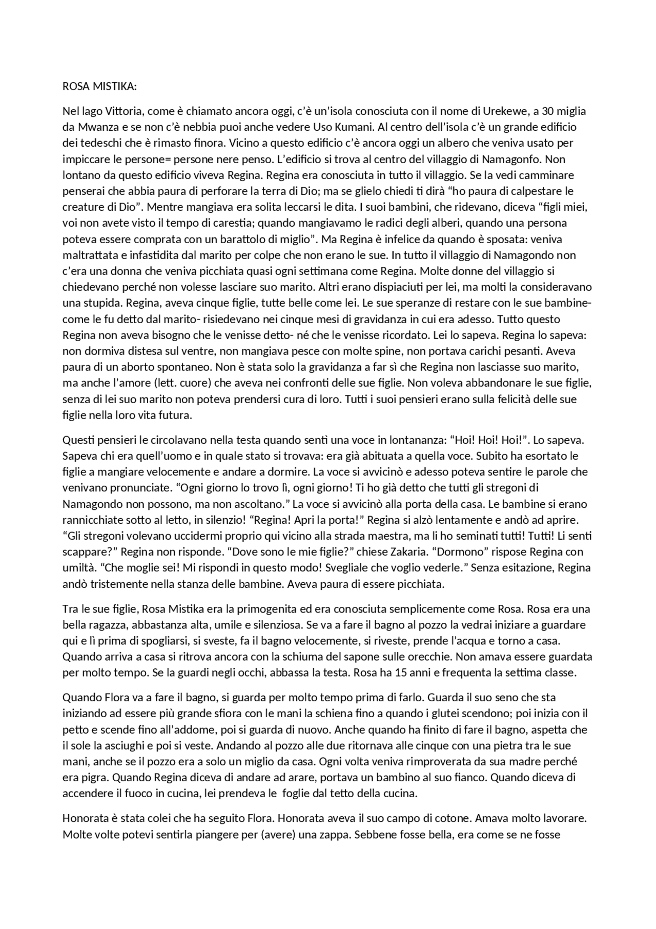 Traduzione di rosa mistika | Traduzioni di Storia dell'Africa - Docsity