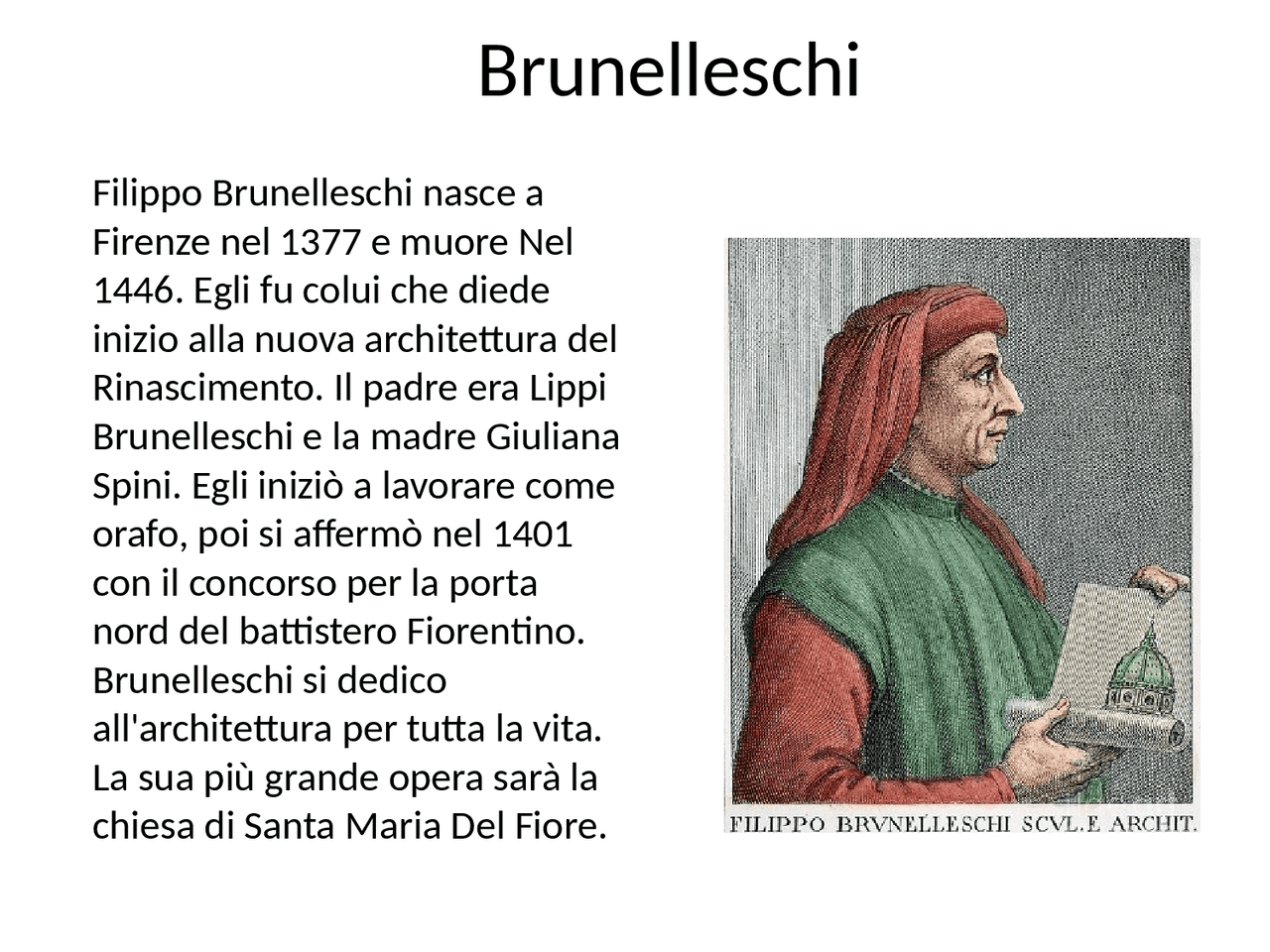 Brunelleschi vita e opere | Sintesi del corso di Elementi di storia ...