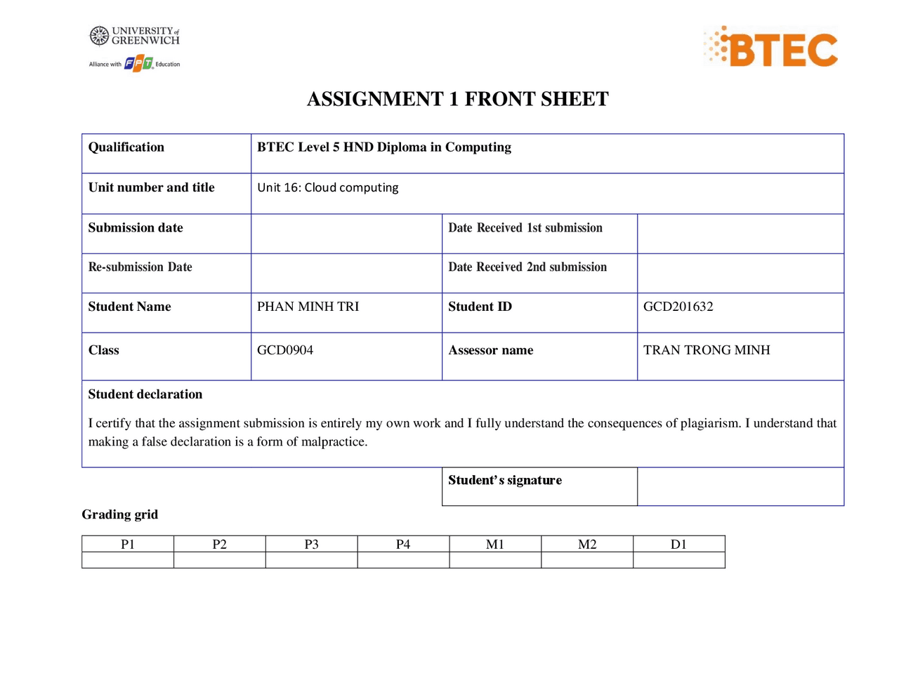 Assignment 1 for Cloud Computing 1644 | Assignments Distributed Programming and Computing | Docsity
