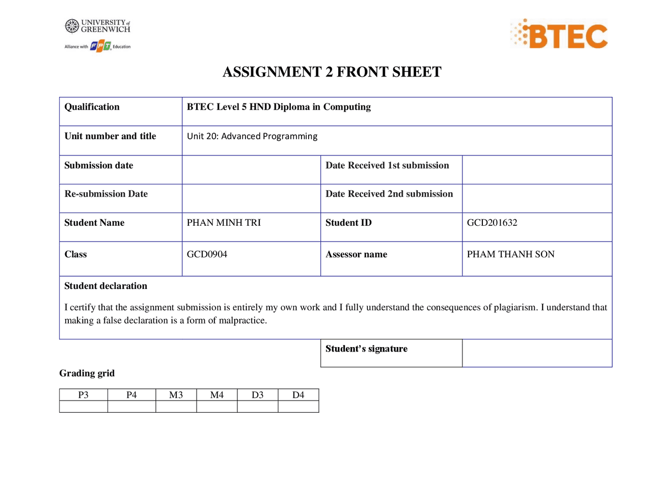 Assignment 2 For Advanced Programming 1651 Assignments C Sharp Programming Docsity