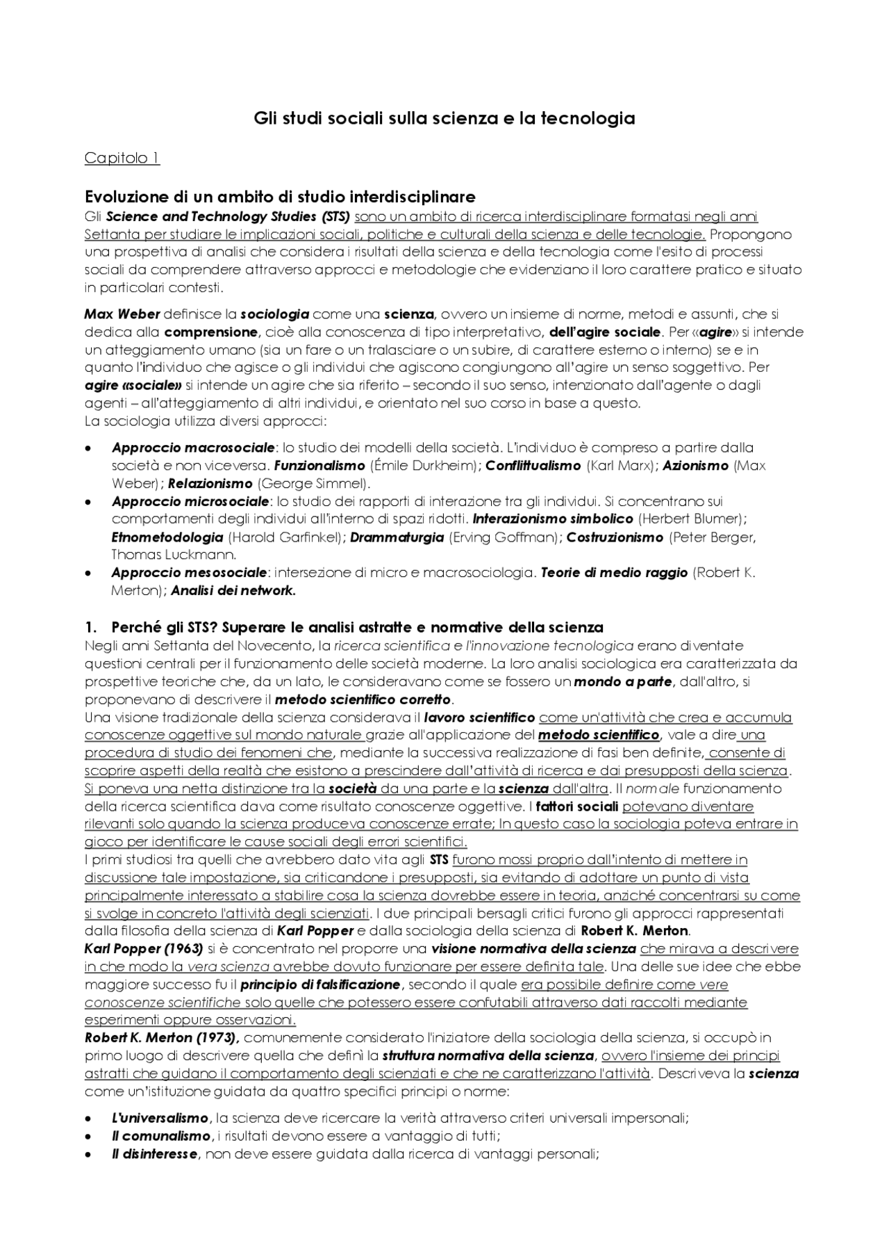 Gli studi sulla scienza e la tecnologia | Sintesi del corso di ...