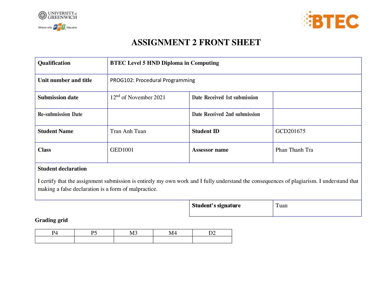 Assignment 2 Procedural Programing Prog102 Assignments