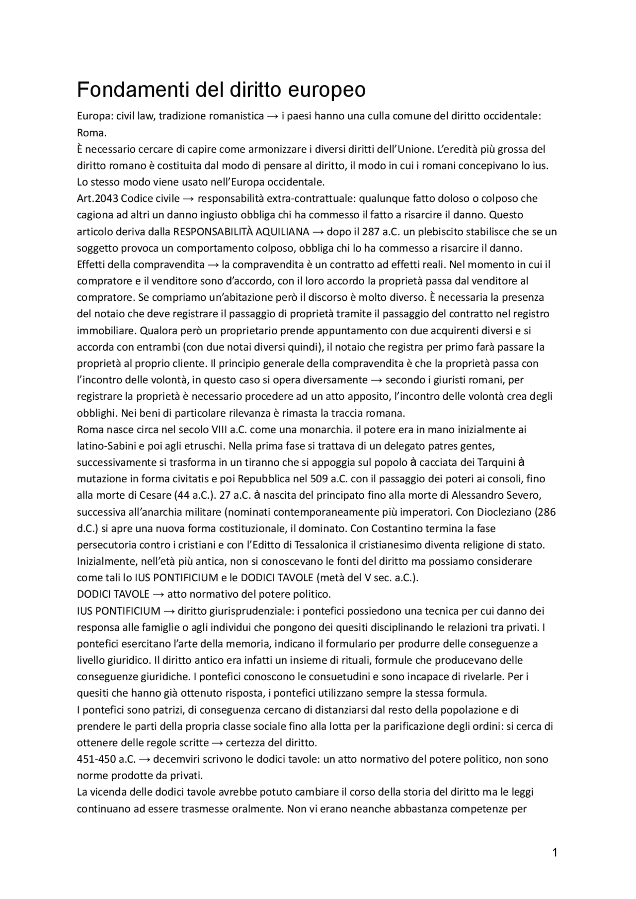 Riassunto Appunti Di Diritto Romano Privato Pietrini Unisi
