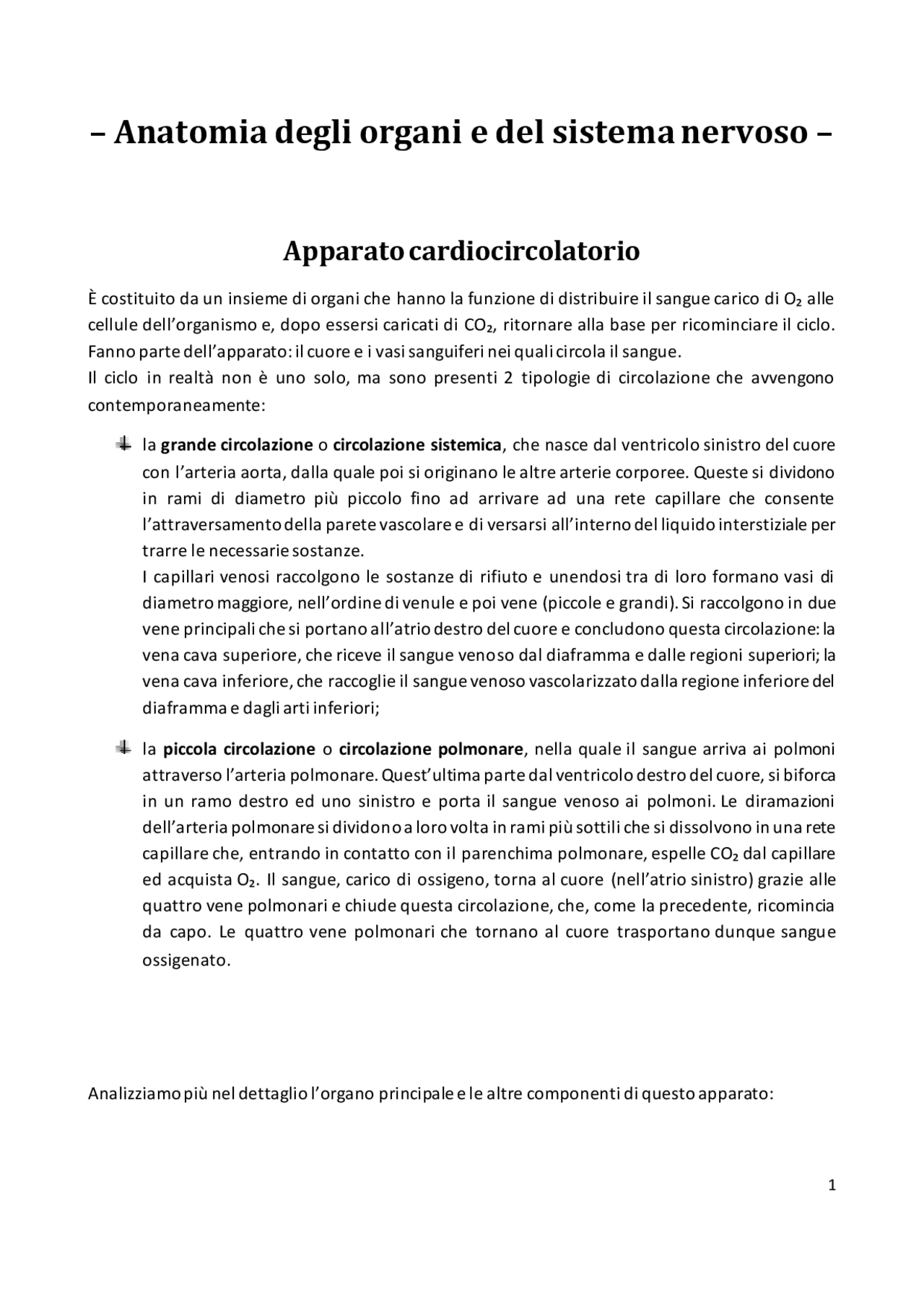 Anatomia Ii Apparato Cardiocircolatorio Appunti Di Anatomia Docsity
