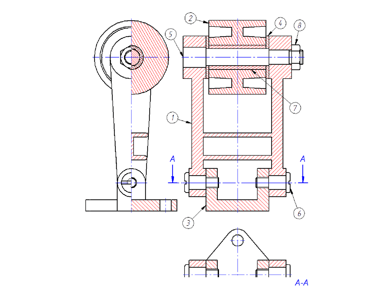 Tensor para polea | Ejercicios de Ingeniería de Dibujo y Gráficos | Docsity