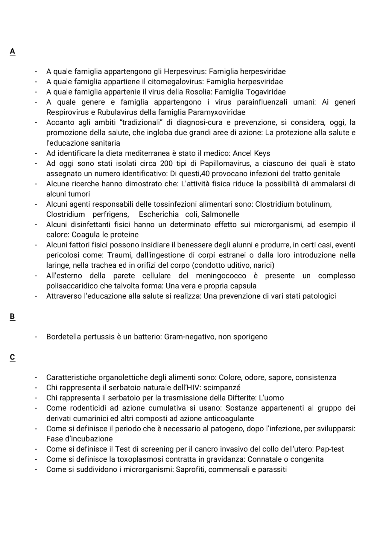 Igiene Generale E Applicata L22 Scienze Motorie Pegaso Prove Desame