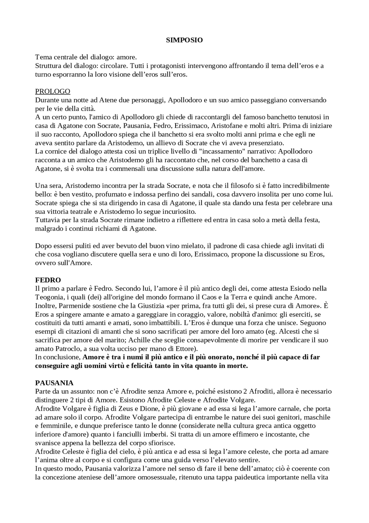 Simposio Di Platone Dispense Di Filosofia Greca Docsity