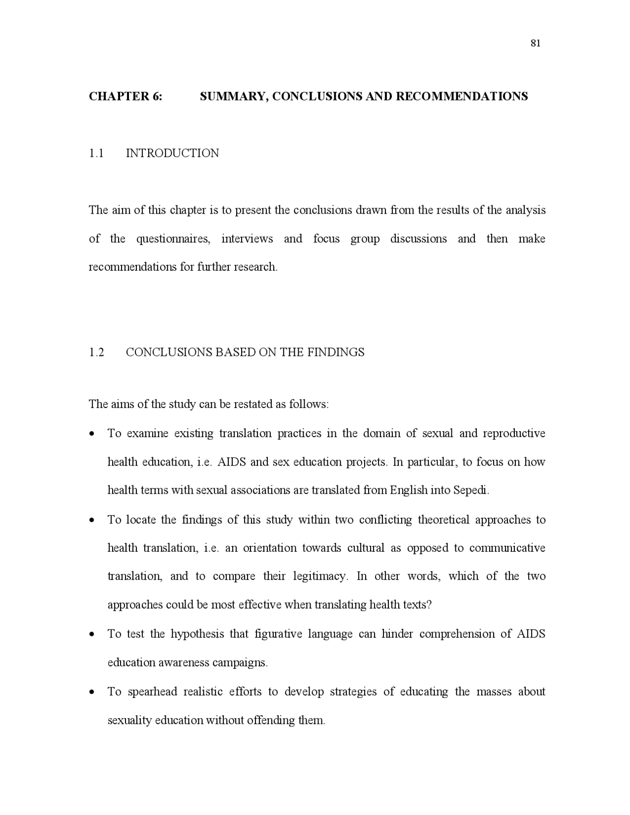 CHAPTER 6: SUMMARY, CONCLUSIONS AND ... | Assignments Communication | Docsity