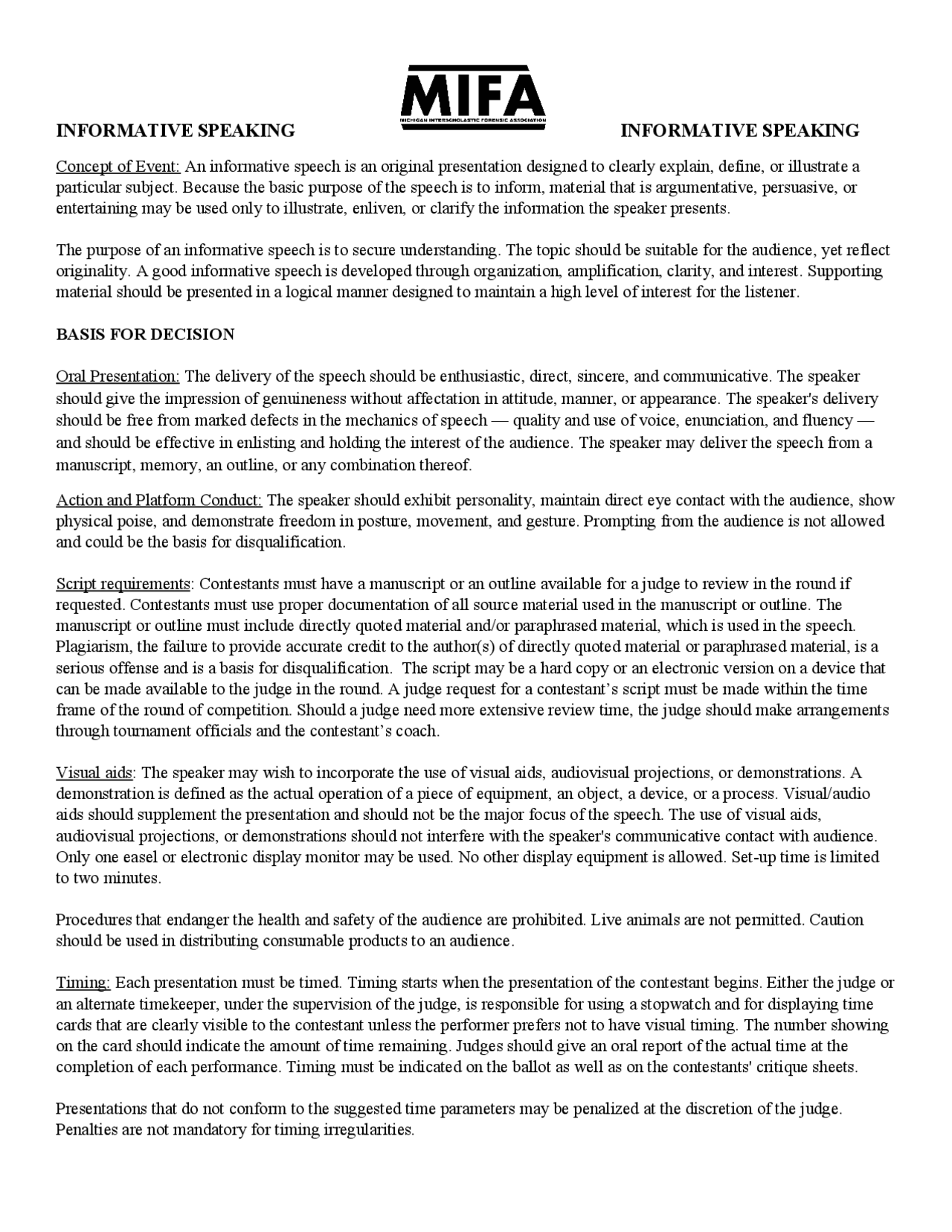 INFORMATIVE SPEAKING INFORMATIVE SPEAKING | Diapositivas Mecánica | Docsity