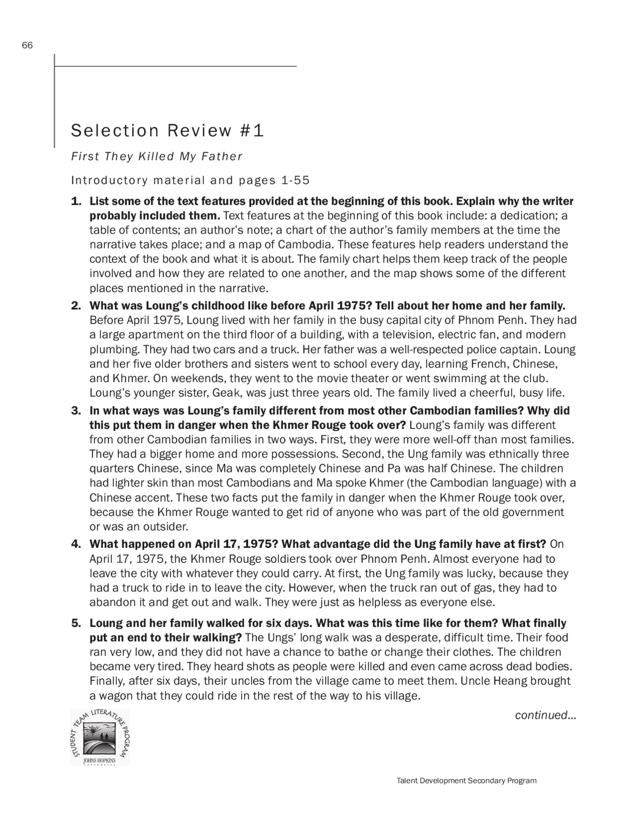 First They Killed My Father Teacher's Manual_Layout 1 | Lecture notes ...