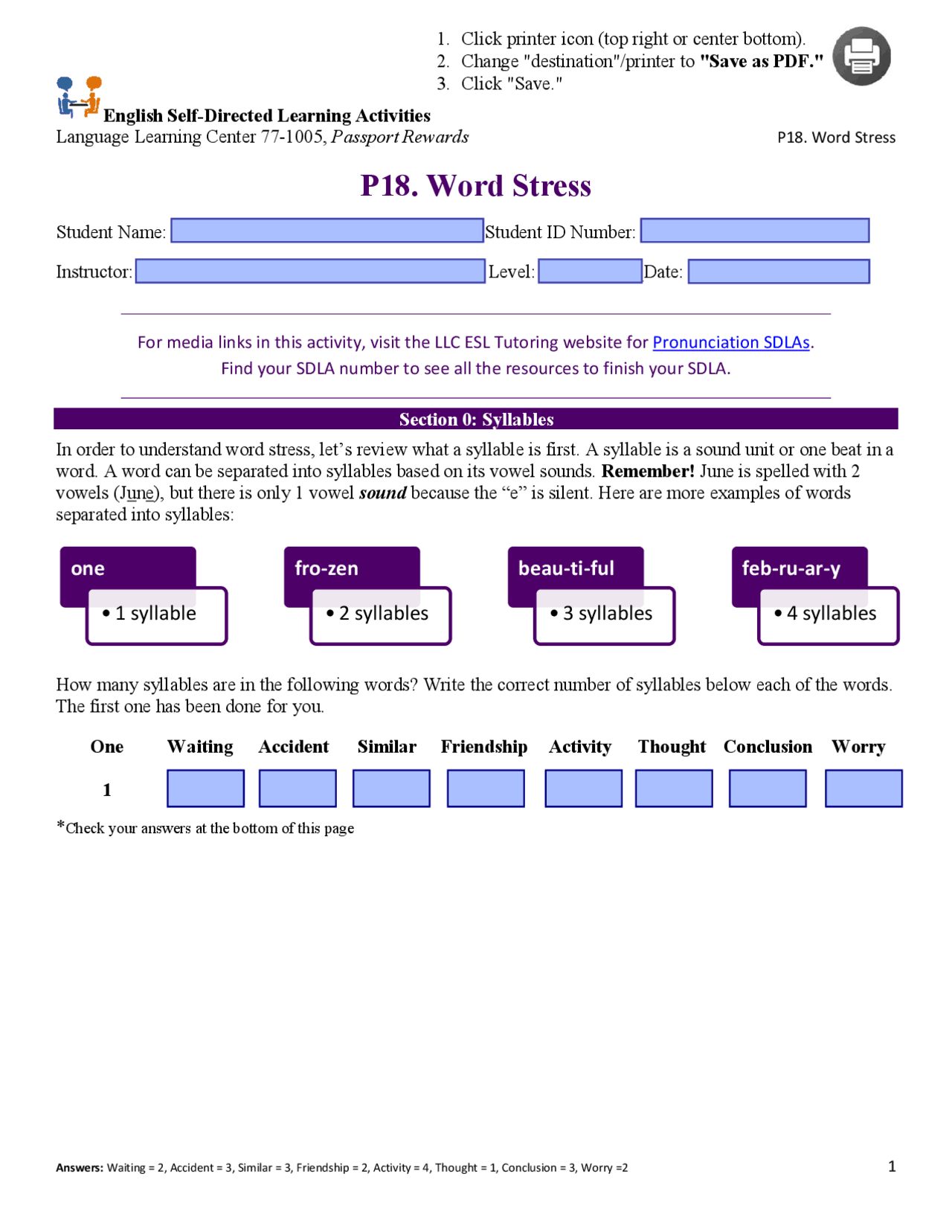 Understanding Word Stress in English: A Self-Directed Learning Activity ...