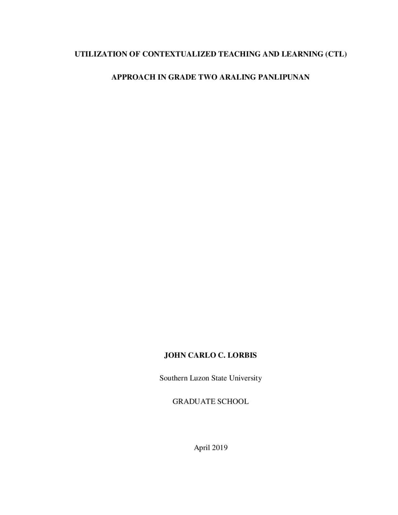 Utilization Of Contextualized Teaching And Learning Ctl Summaries Statistics Docsity