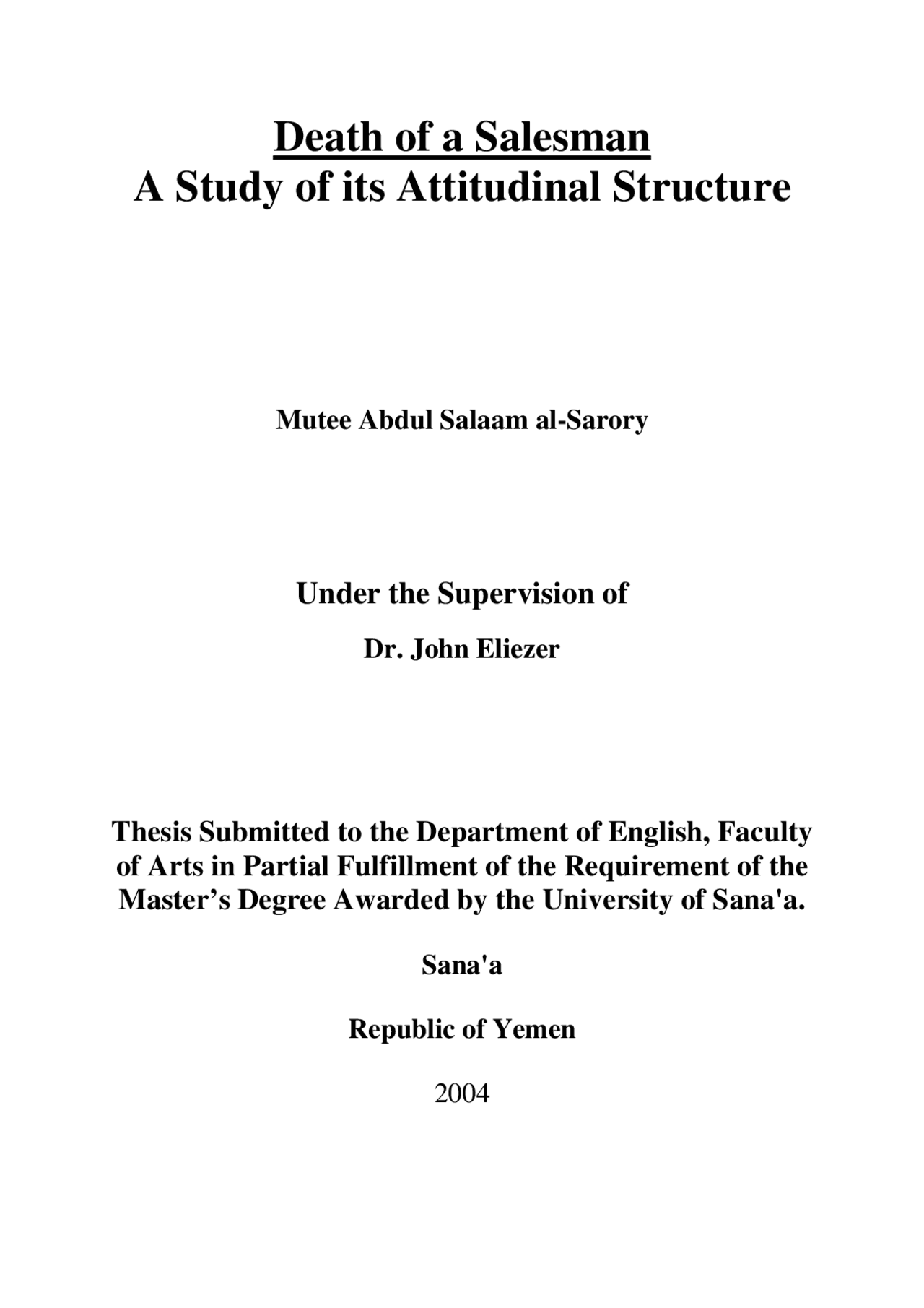 Death of a Salesman A Study of its Attitudinal Structure | Summaries ...