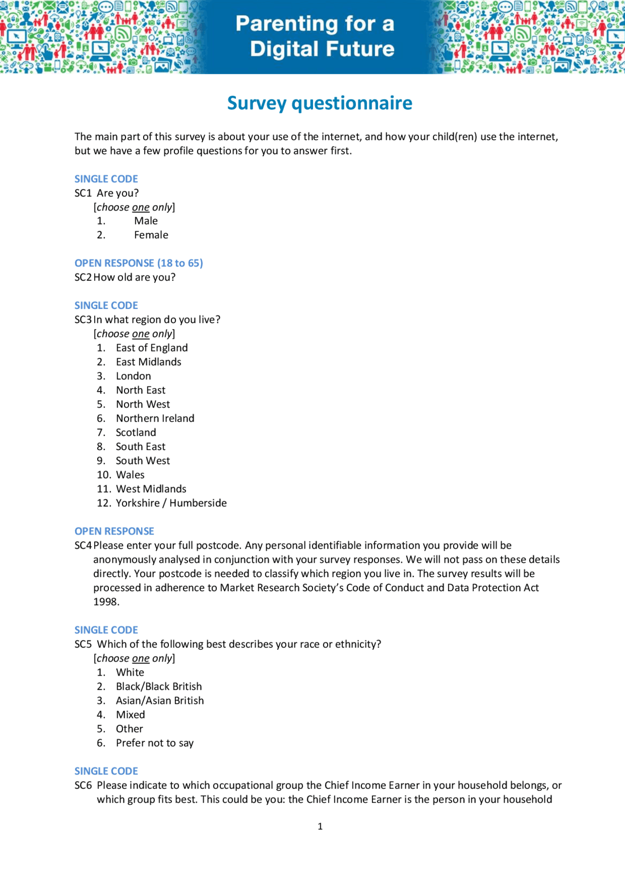 Survey questionnaire | Study Guides, Projects, Research Economics - Docsity