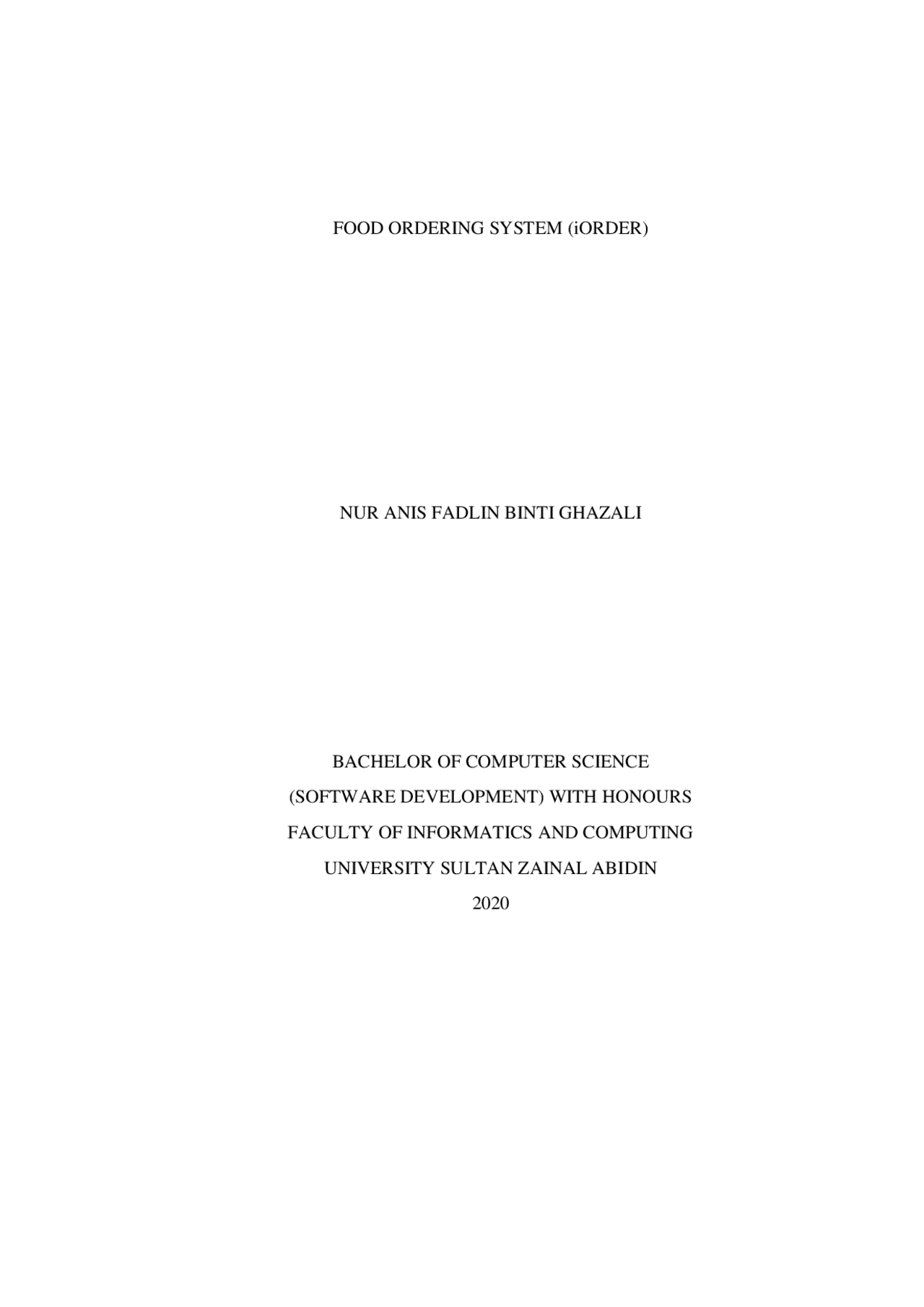 FOOD ORDERING SYSTEM (iORDER) | Study notes Design history - Docsity