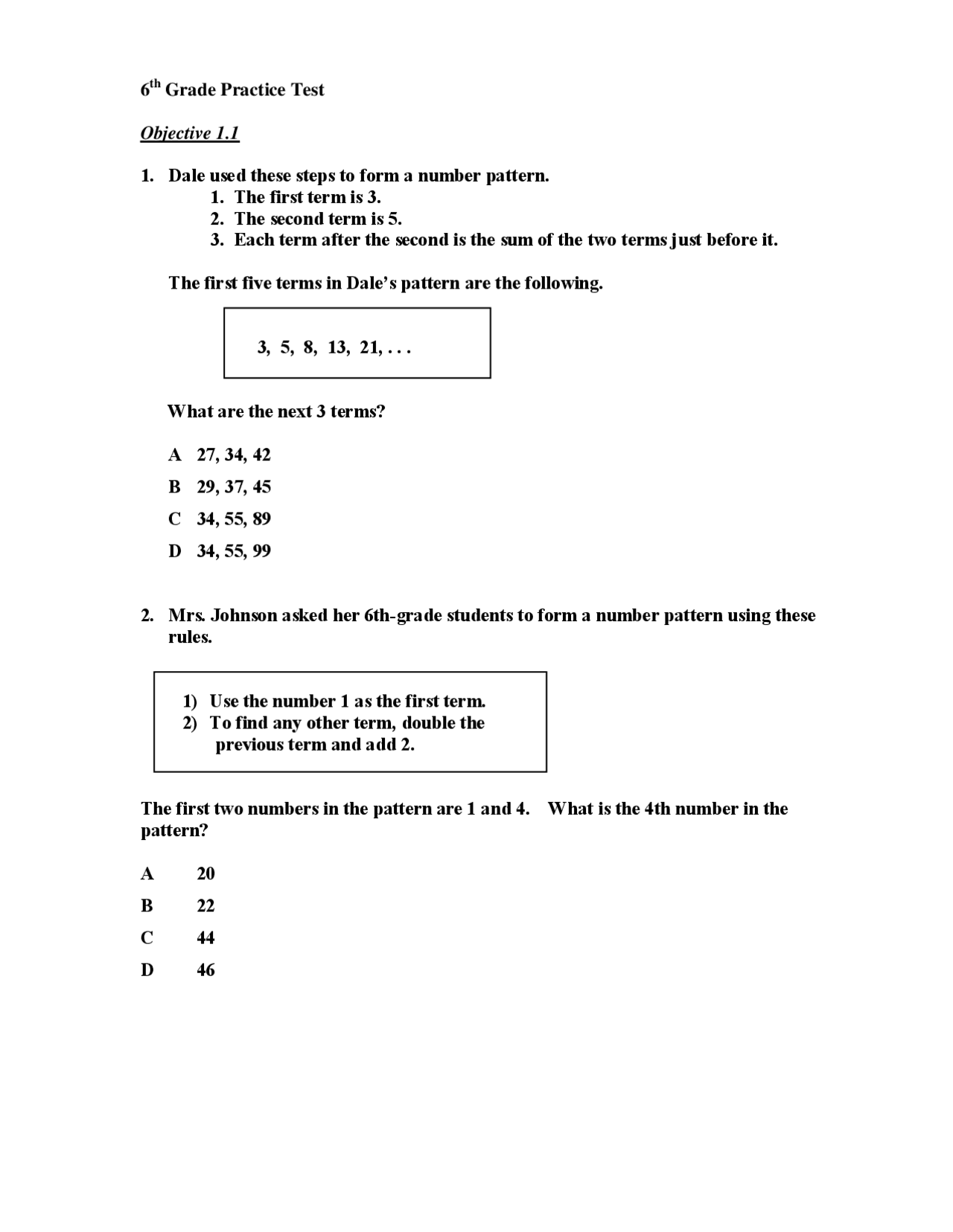 6th Grade Practice Test | Assignments Design and Analysis of Algorithms ...