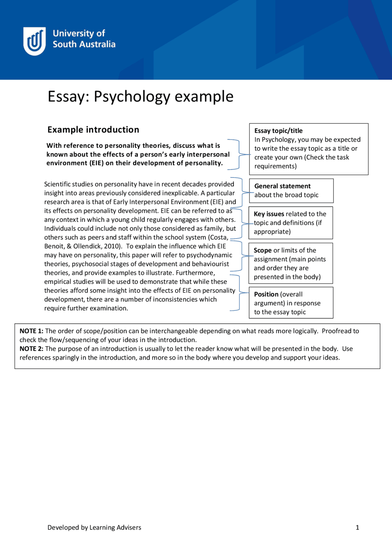 Essay Psychology Example Assignments Personality Development Docsity